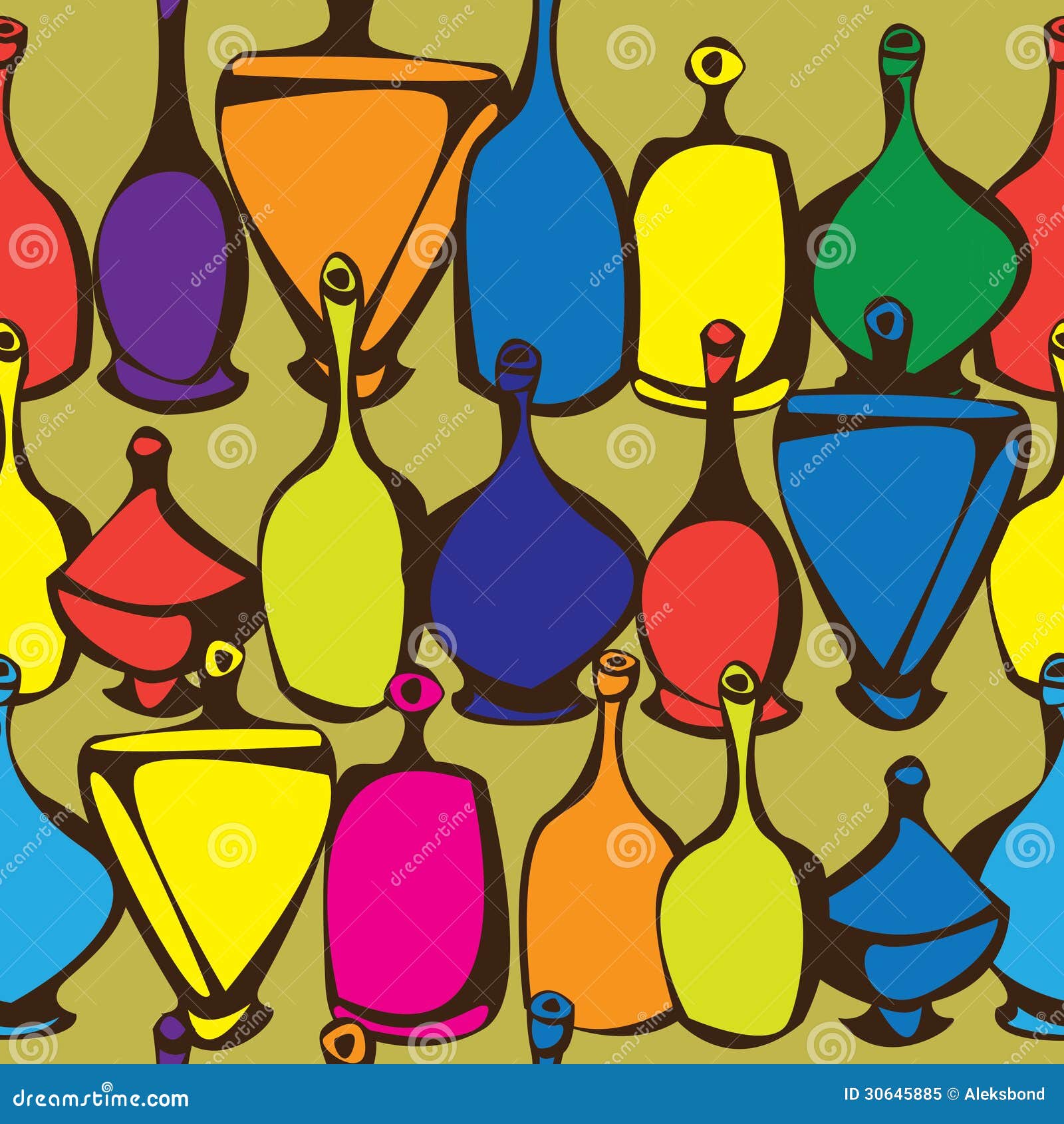 Seamless Multicolor Bottles Isolated on Orange Stock Vector ...