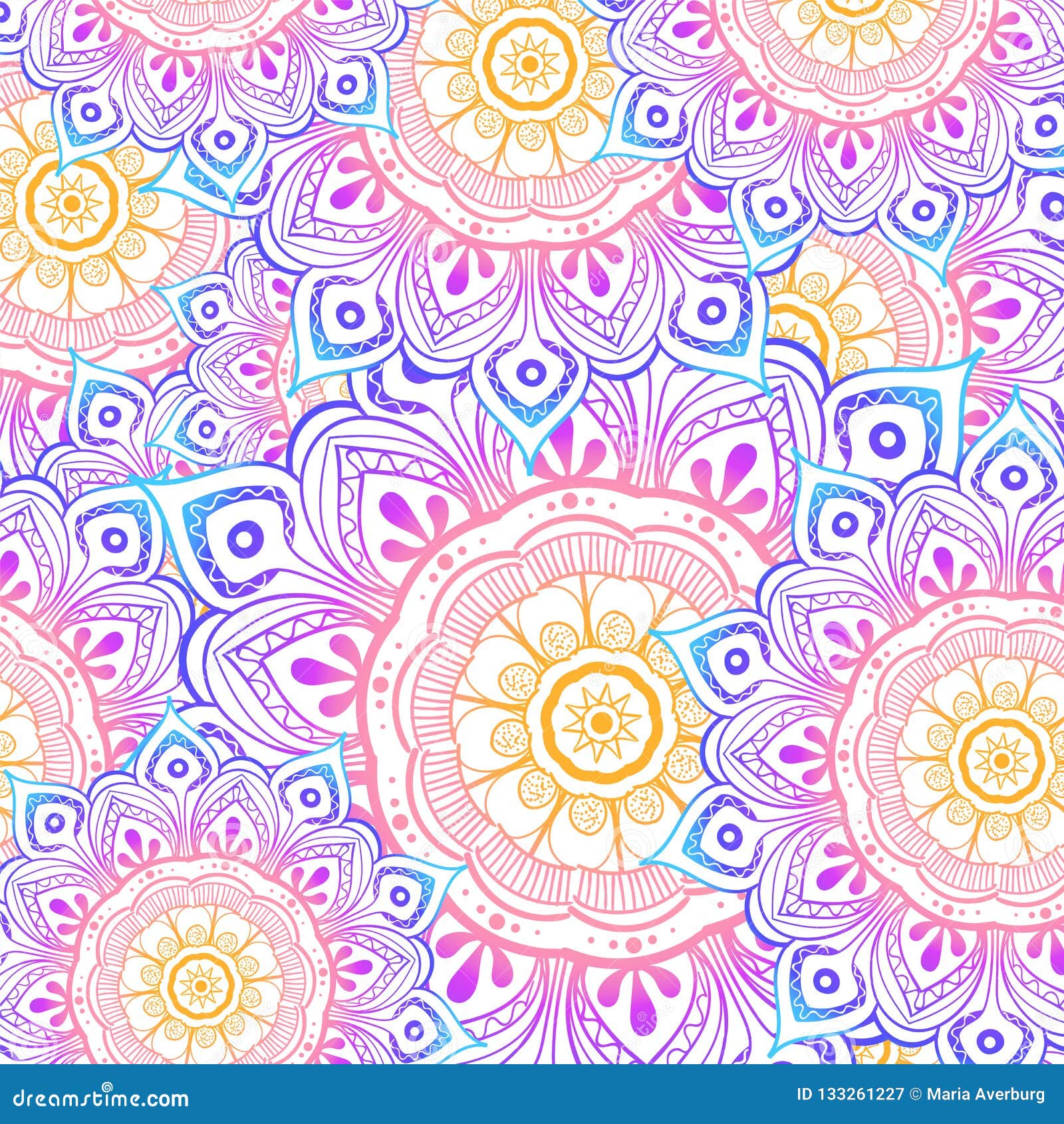 Seamless Multicolor Pattern with Oriental Mandalas. Hippie Mandala ...