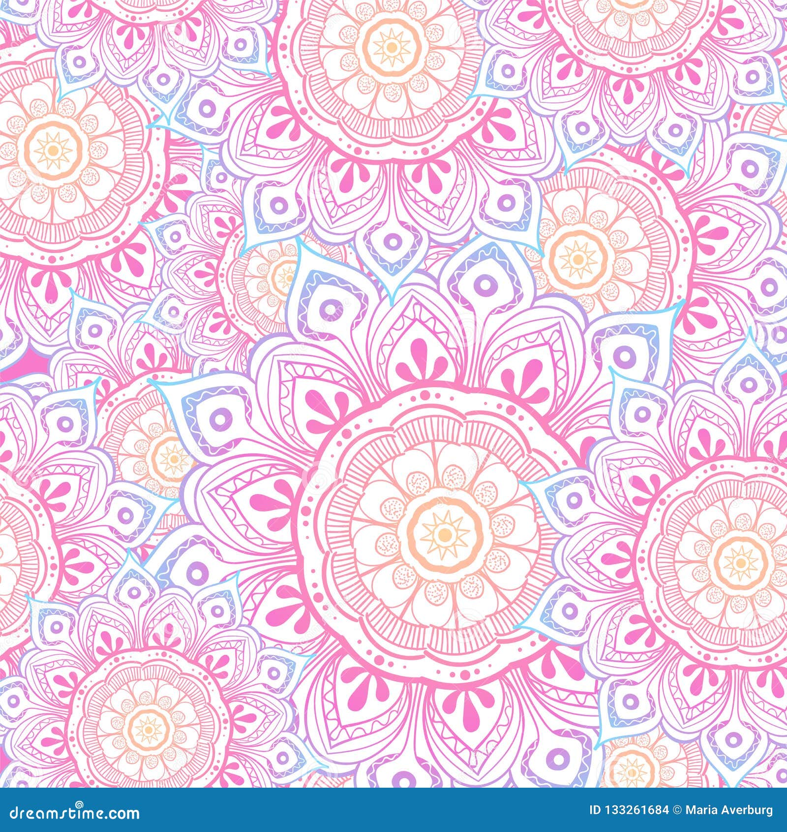 Seamless Multicolor Pattern with Oriental Mandalas. Hippie Mandala ...