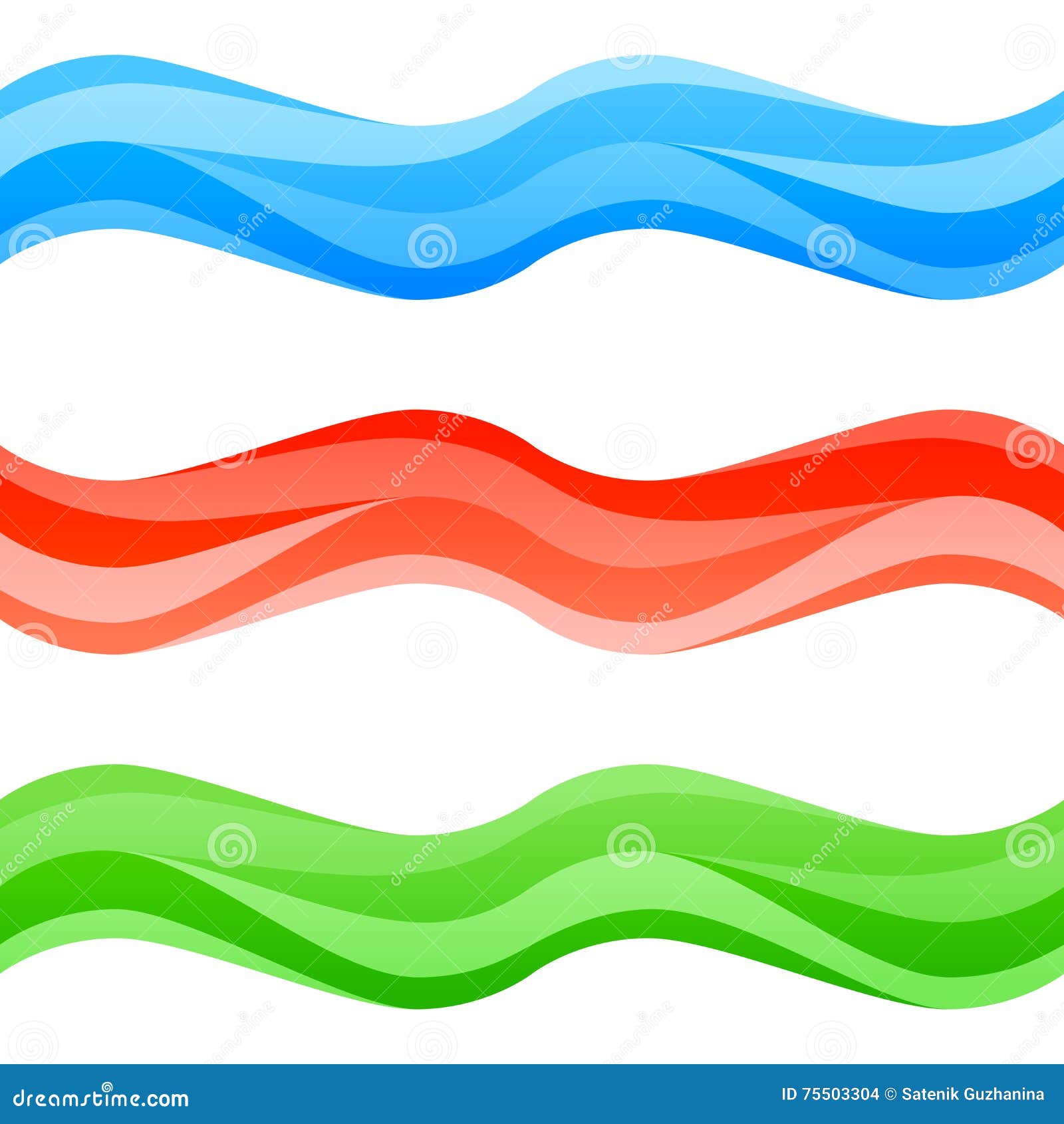 Seamless Multicolor Waves Set Stock Vector - Illustration of banner ...