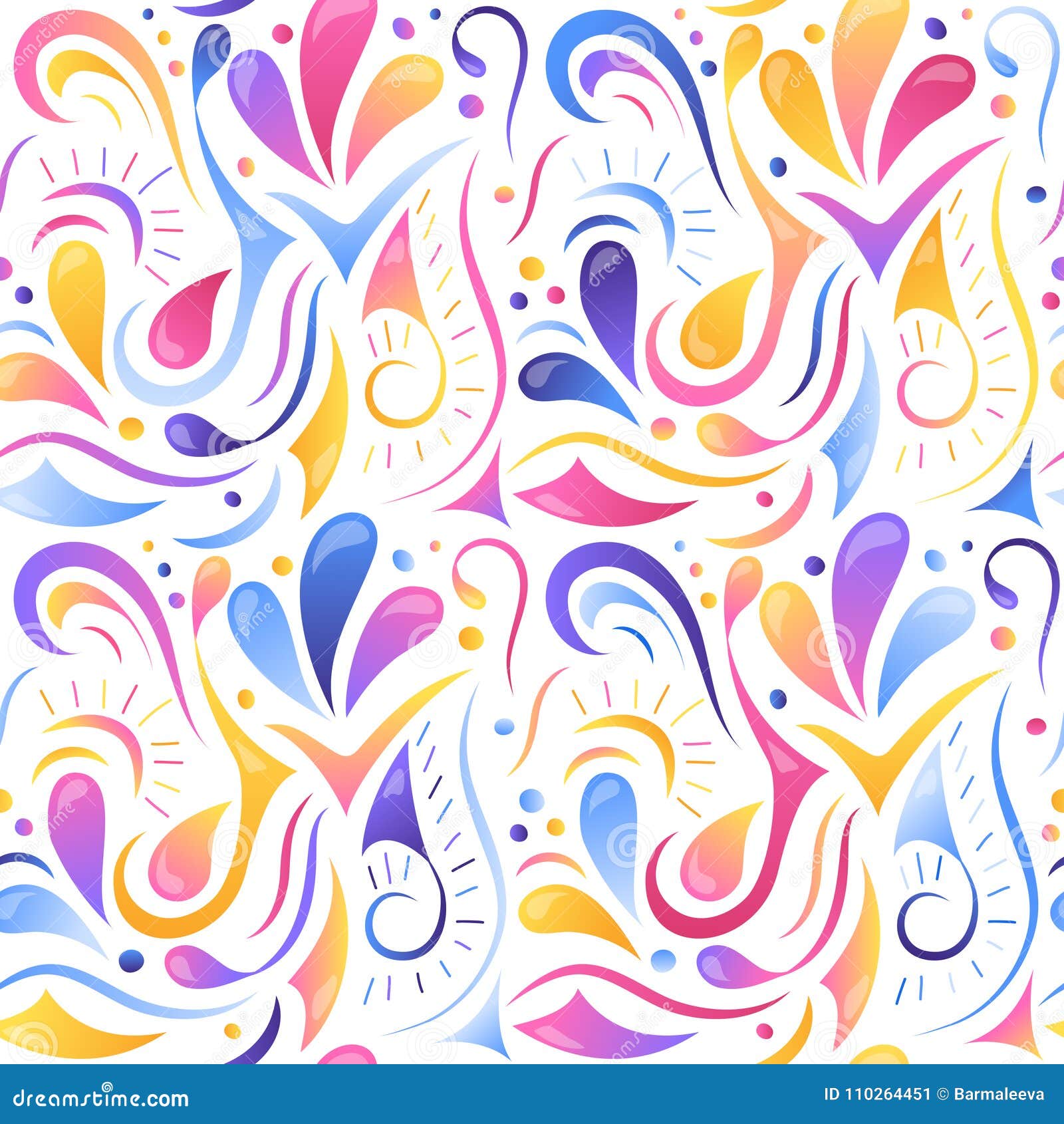 Seamless Multicolored Gradient Pattern. Hand Drawn Elements. Abstract ...