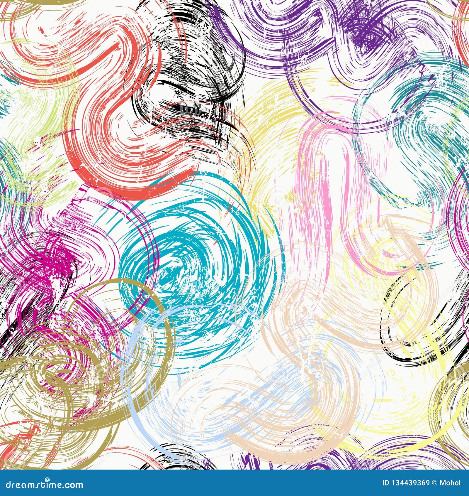 Seamless Multicolred Paint Strokes Background Pattern, Vector Stock ...