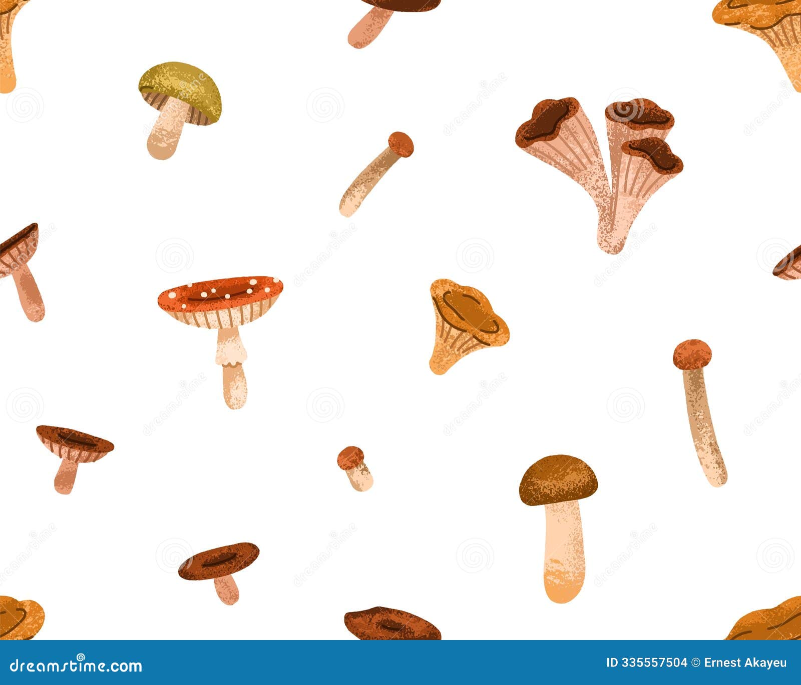 Seamless Mushroom Pattern. Autumn Fungi, Endless Background, Texture ...