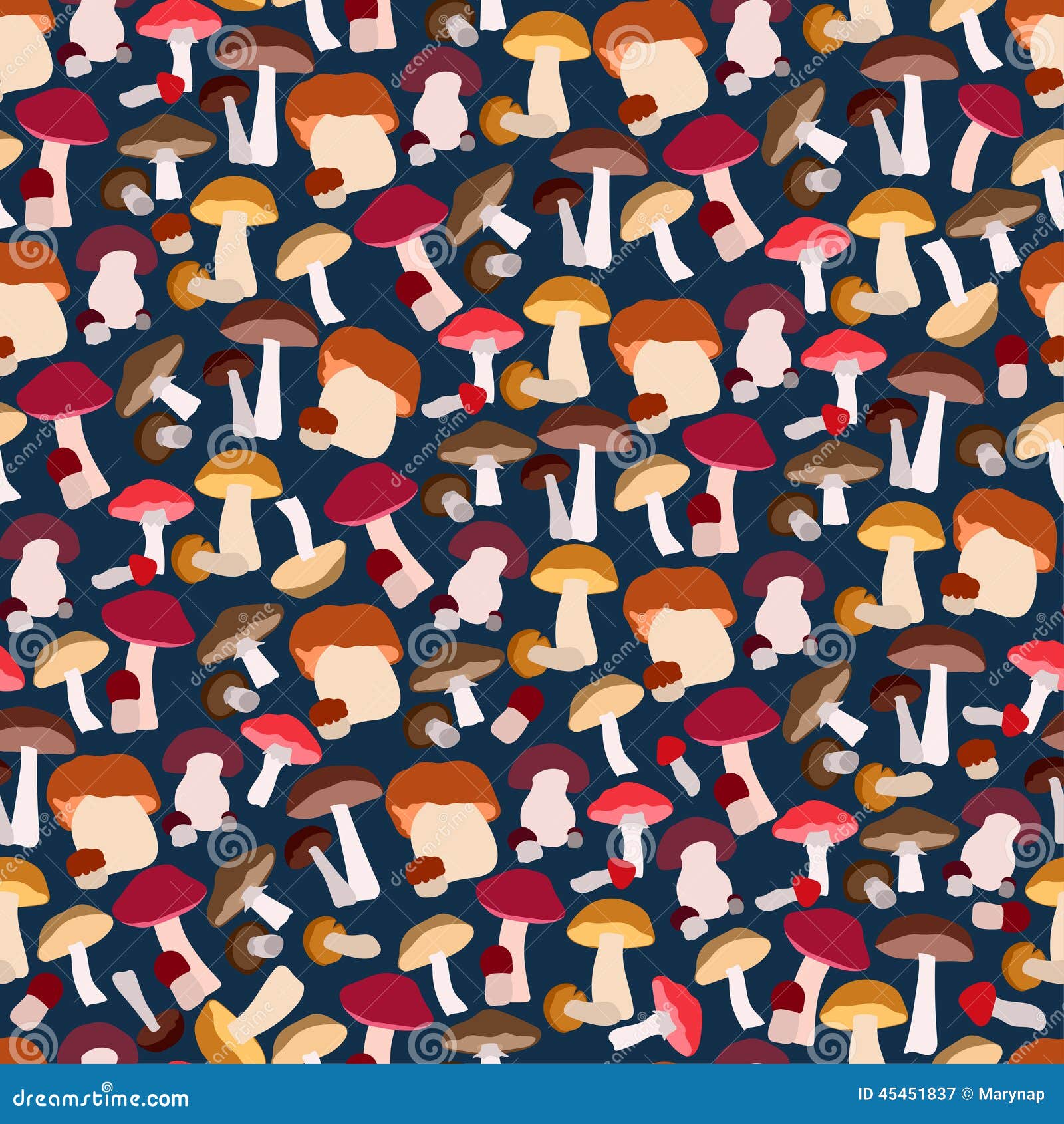 Seamless mushroom pattern stock vector. Illustration of hand - 45451837
