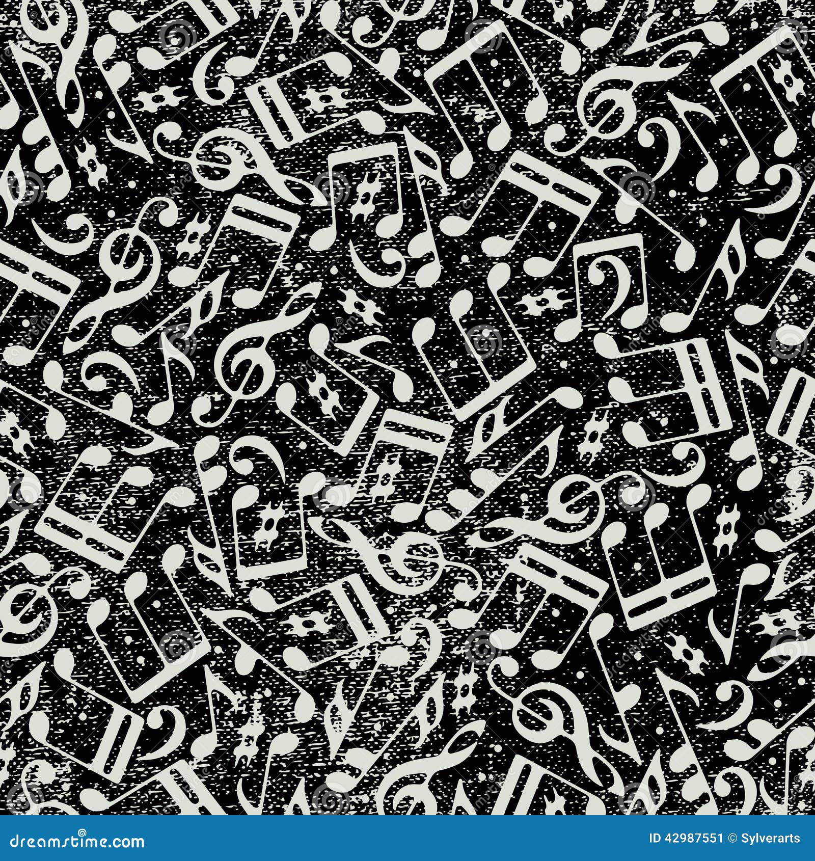 Seamless Music Background with Musical Notes and Grunge Texture. Stock ...