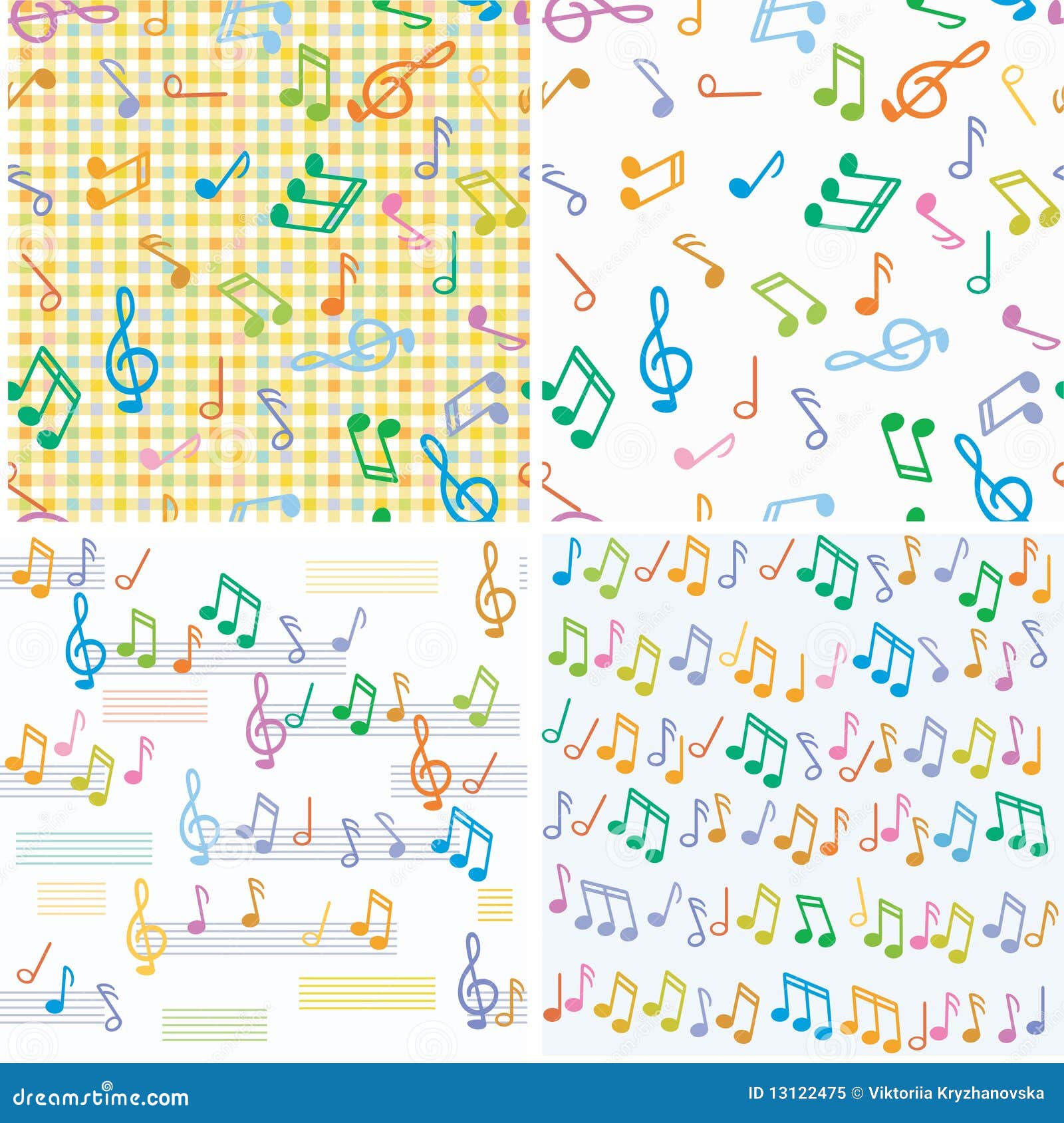 Seamless Music Notes of Different Colors Stock Vector - Illustration of ...