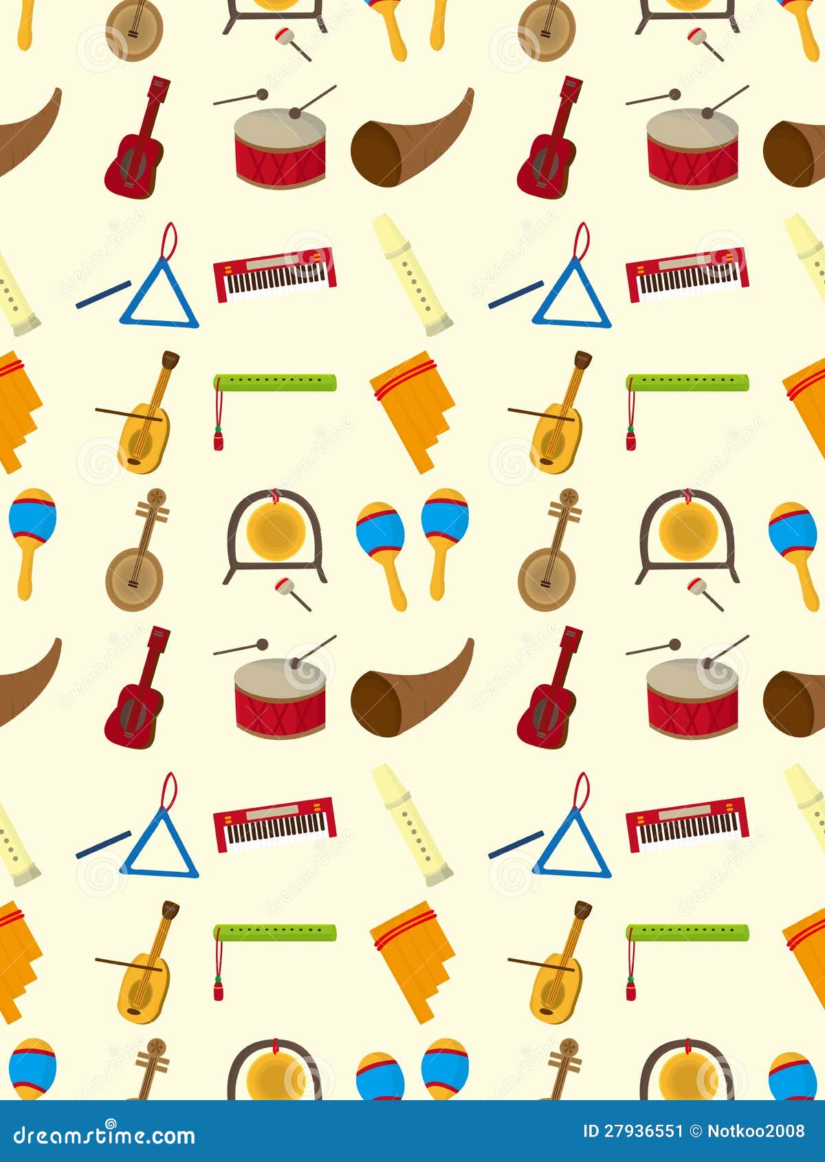 Seamless music pattern stock vector. Illustration of color - 27936551