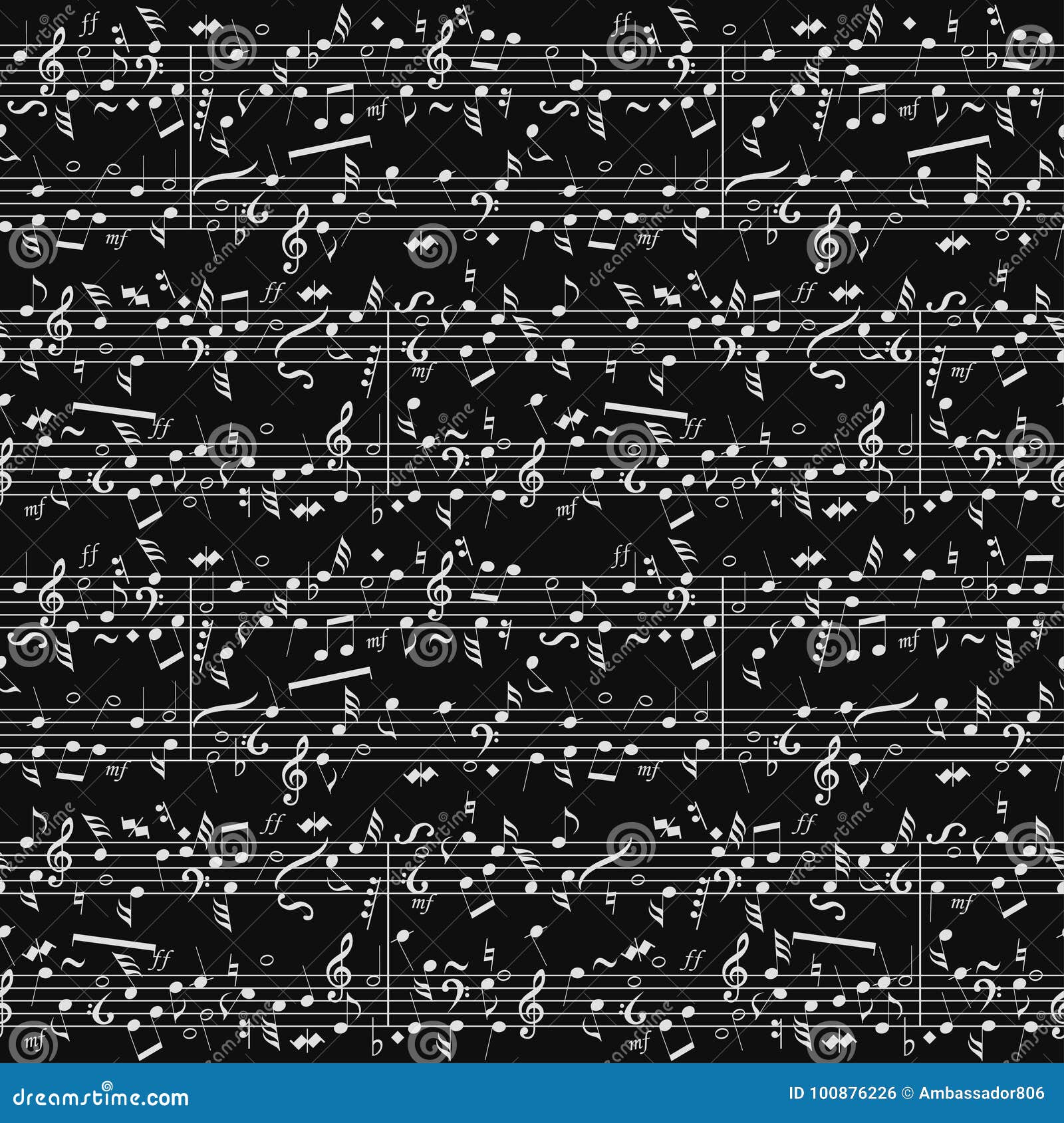 Seamless Musical Notation Background Stock Vector - Illustration of ...