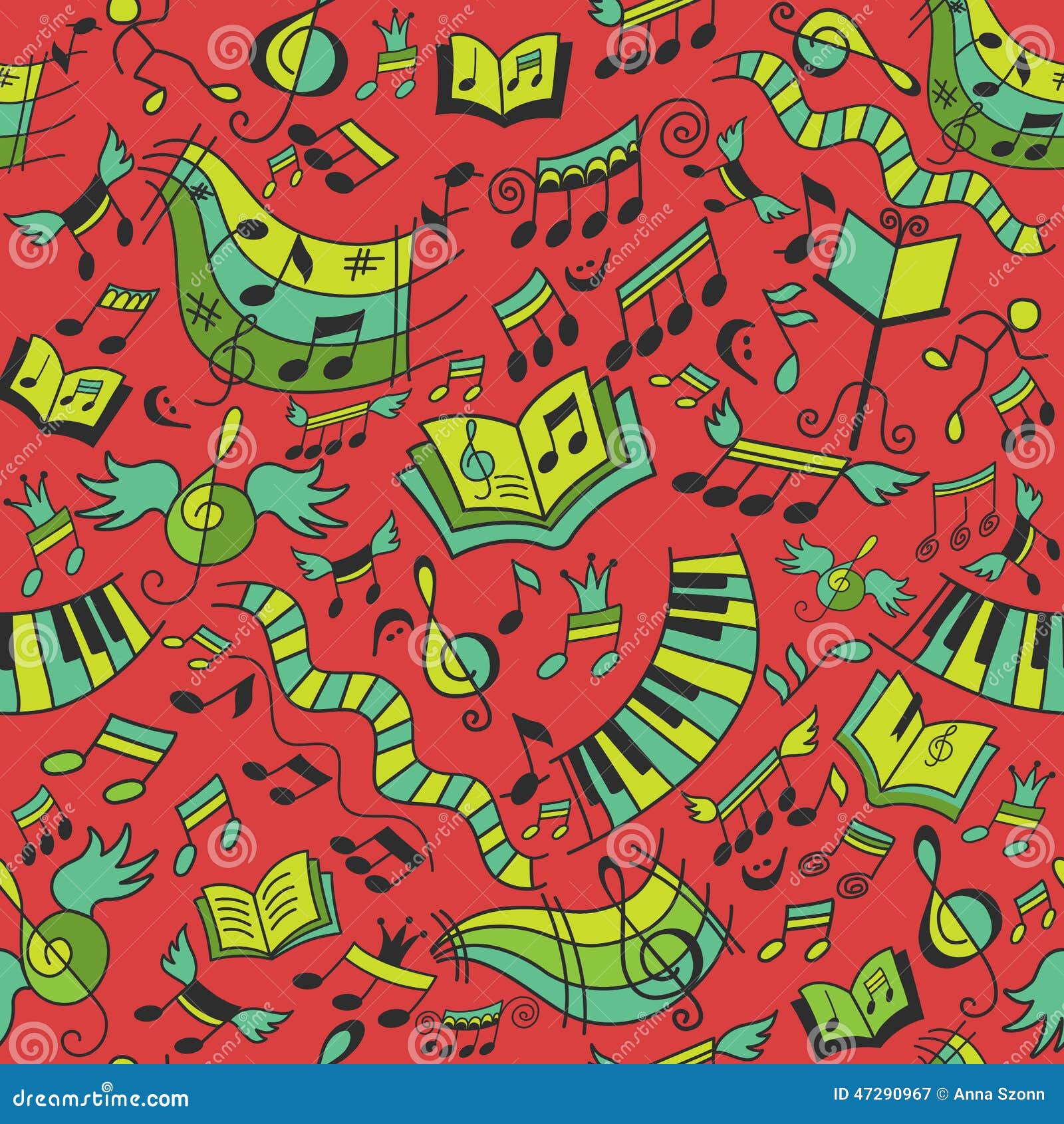 Seamless musical pattern. stock vector. Illustration of black - 47290967