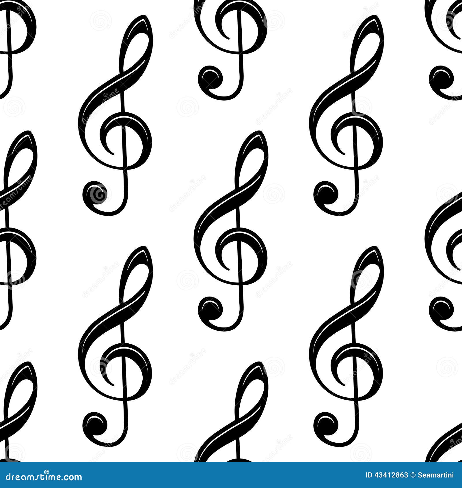 Seamless Musical Treble Clef Pattern Stock Vector - Illustration of ...