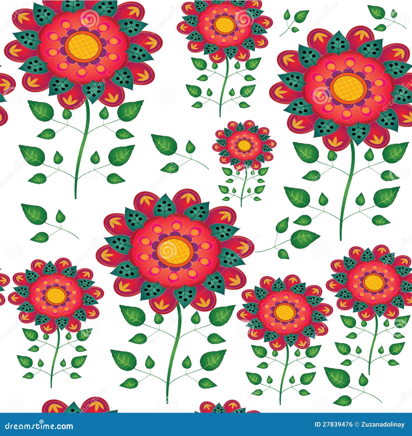 Seamless Naive Floral Vector Repeat Background Stock Illustration ...