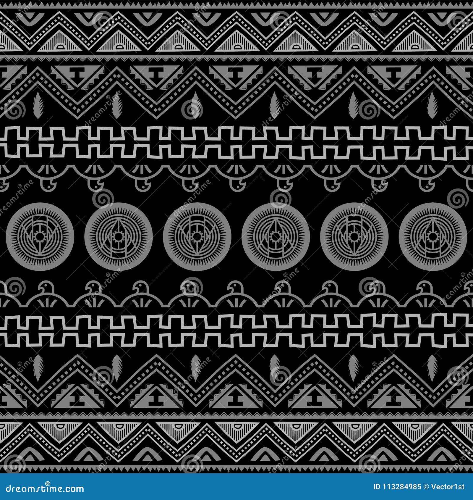 Seamless Native American Pattern With Hares And Arrows Vector ...