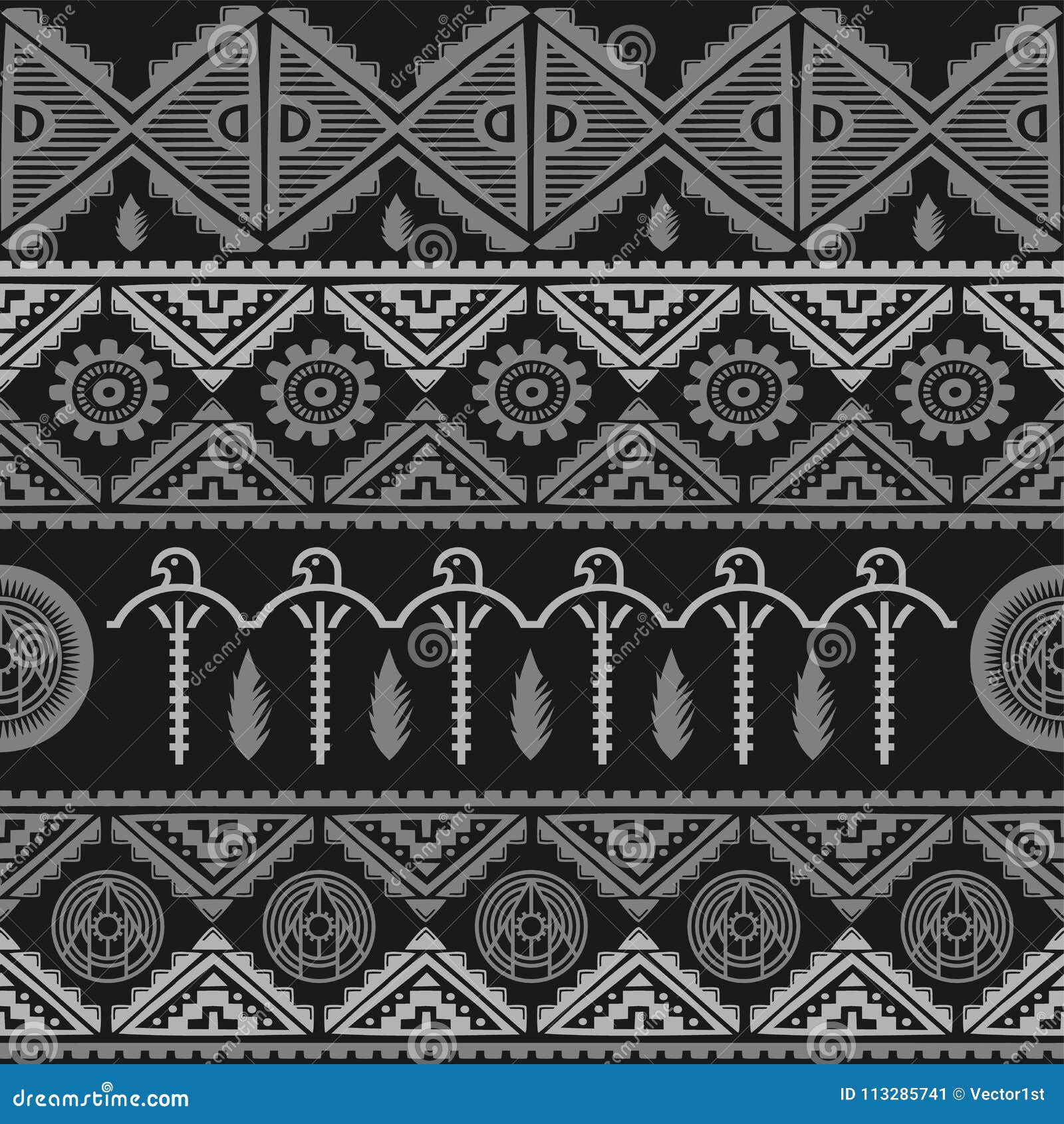 Seamless Native Pattern Background Stock Vector - Illustration of black ...