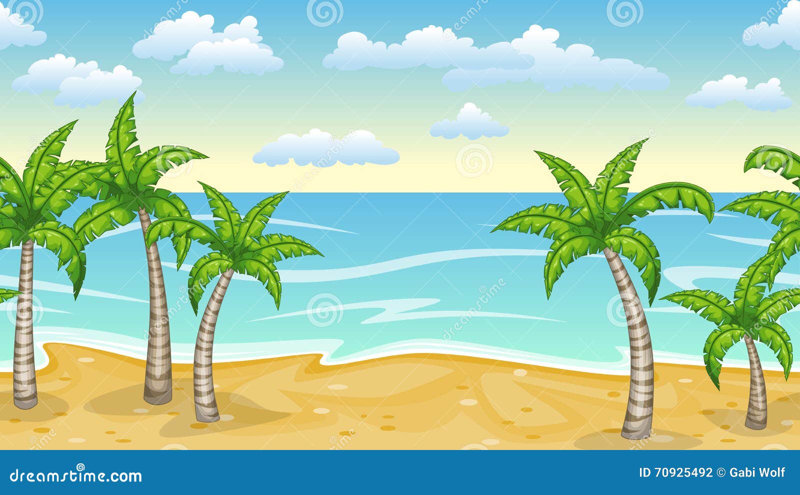 Seamless Natur Beach Landscape Cartoon Vector | CartoonDealer.com #70925621