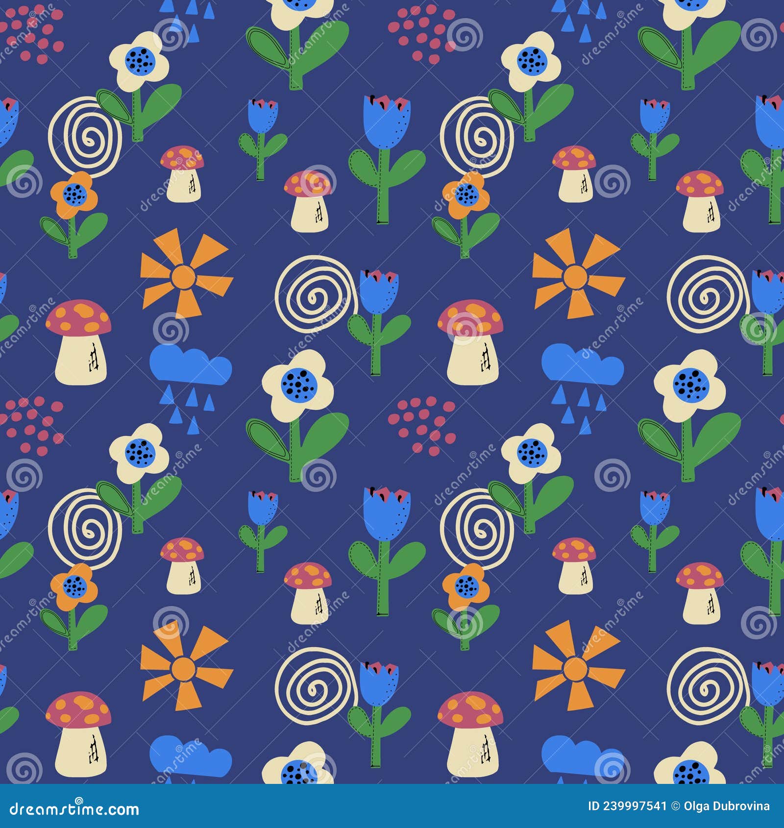 Seamless Natural Pattern of Flowers in a Simple Shape. Abstract Natural ...