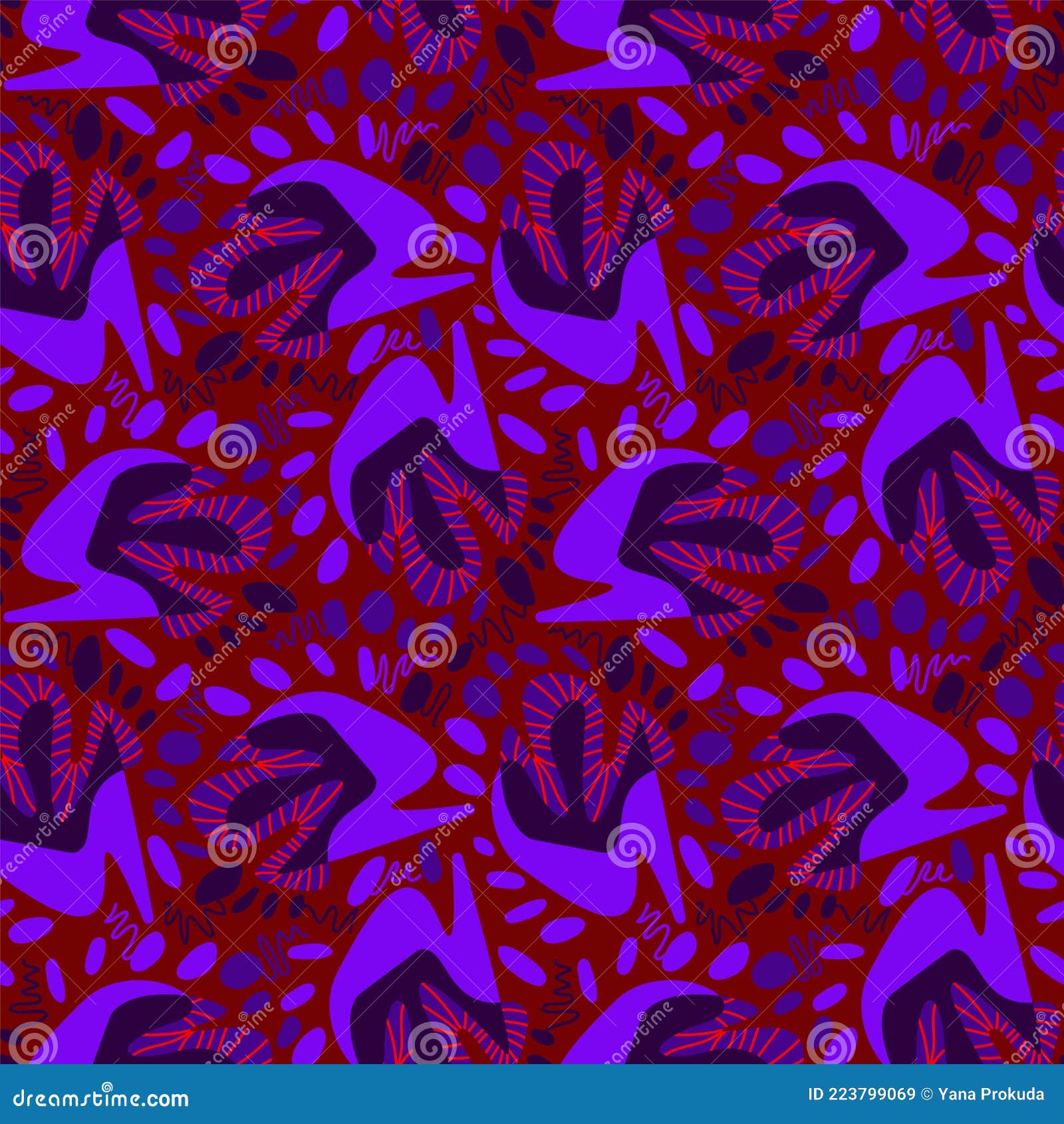 Seamless Nature Abstract Pattern with Hand Drawn Unique Shapes for Your ...