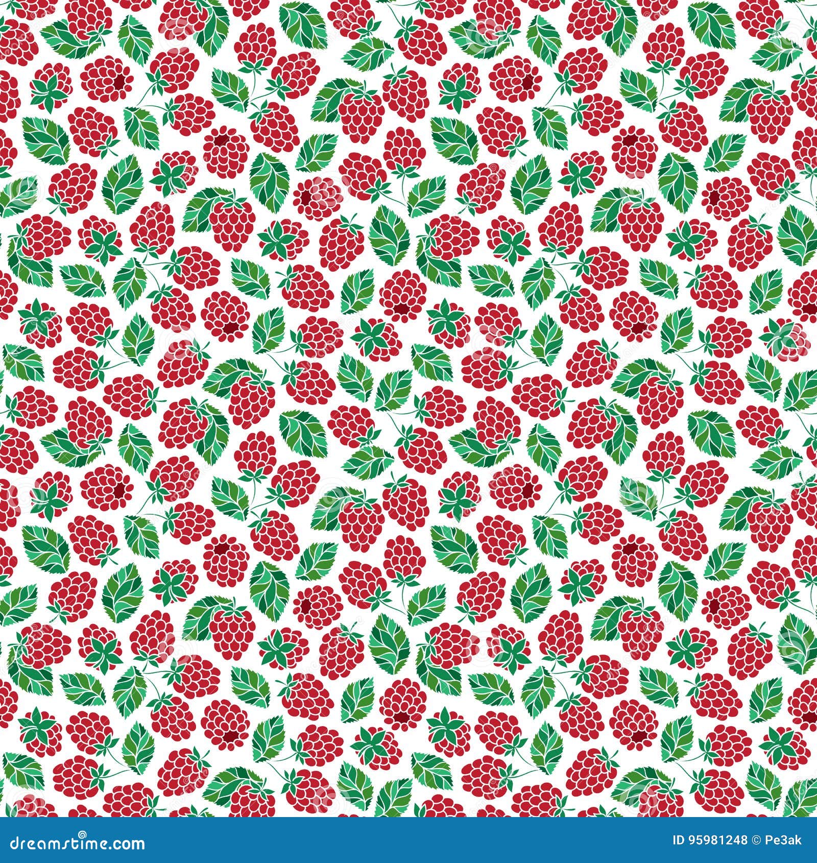 Seamless Nature Pattern with Stylized Raspberries. Stock Vector ...