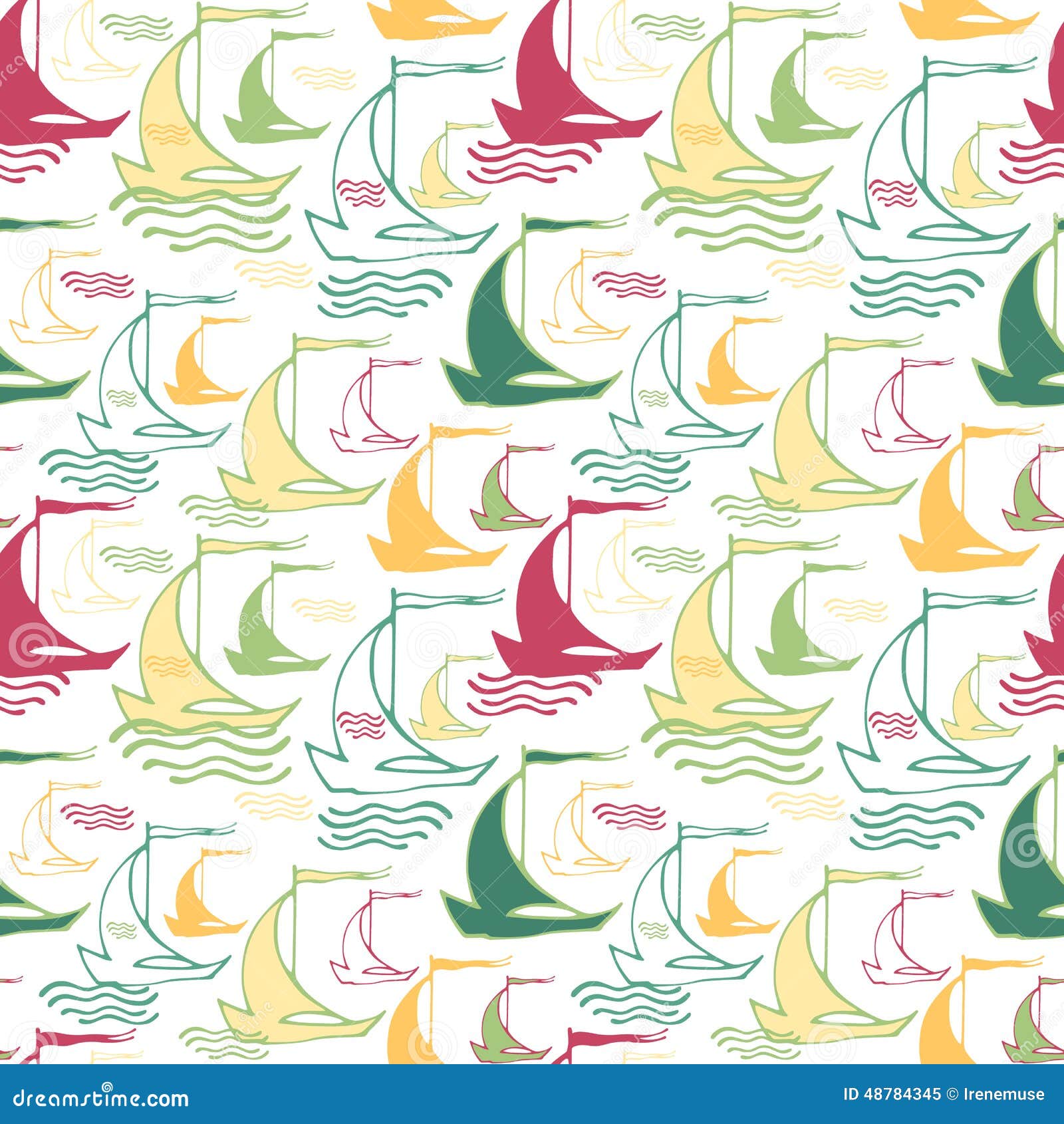 Seamless Nautical Pattern with Decorative Sailing Stock Vector ...