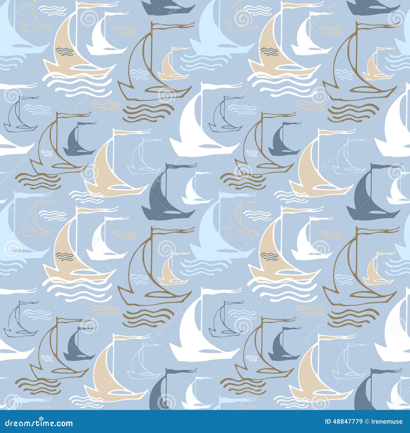 Seamless Nautical Pattern with Decorative Sailing Stock Vector ...
