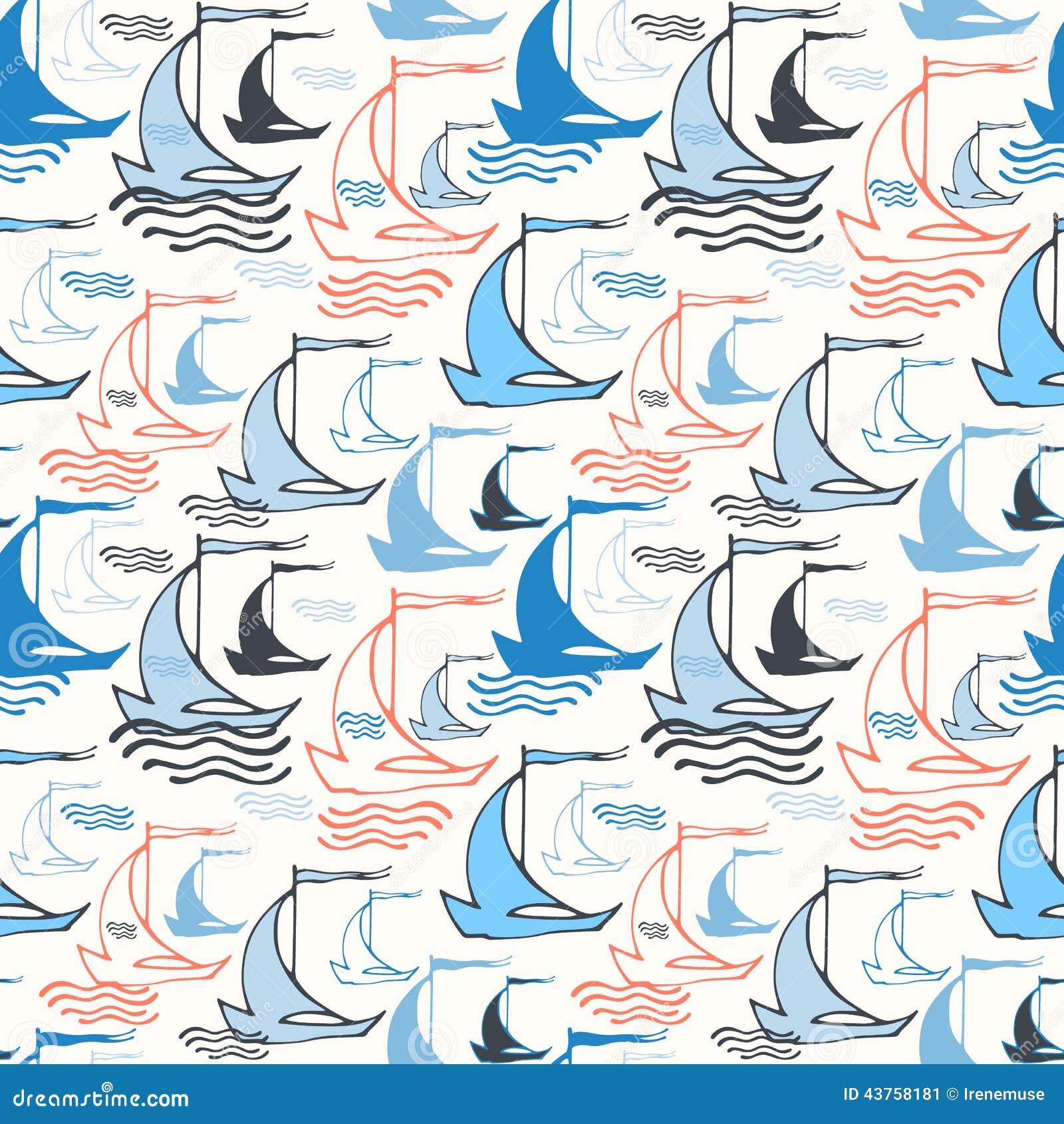 Seamless Nautical Pattern with Sailing Boats Stock Vector ...