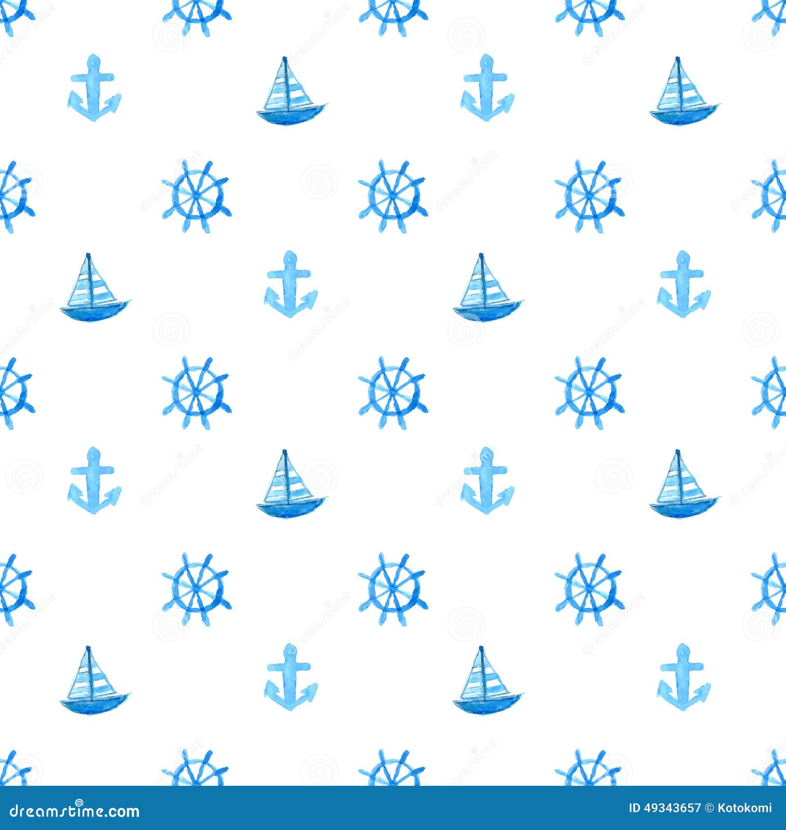 Seamless Nautical Pattern with Ship, Anchor and Stock Vector ...