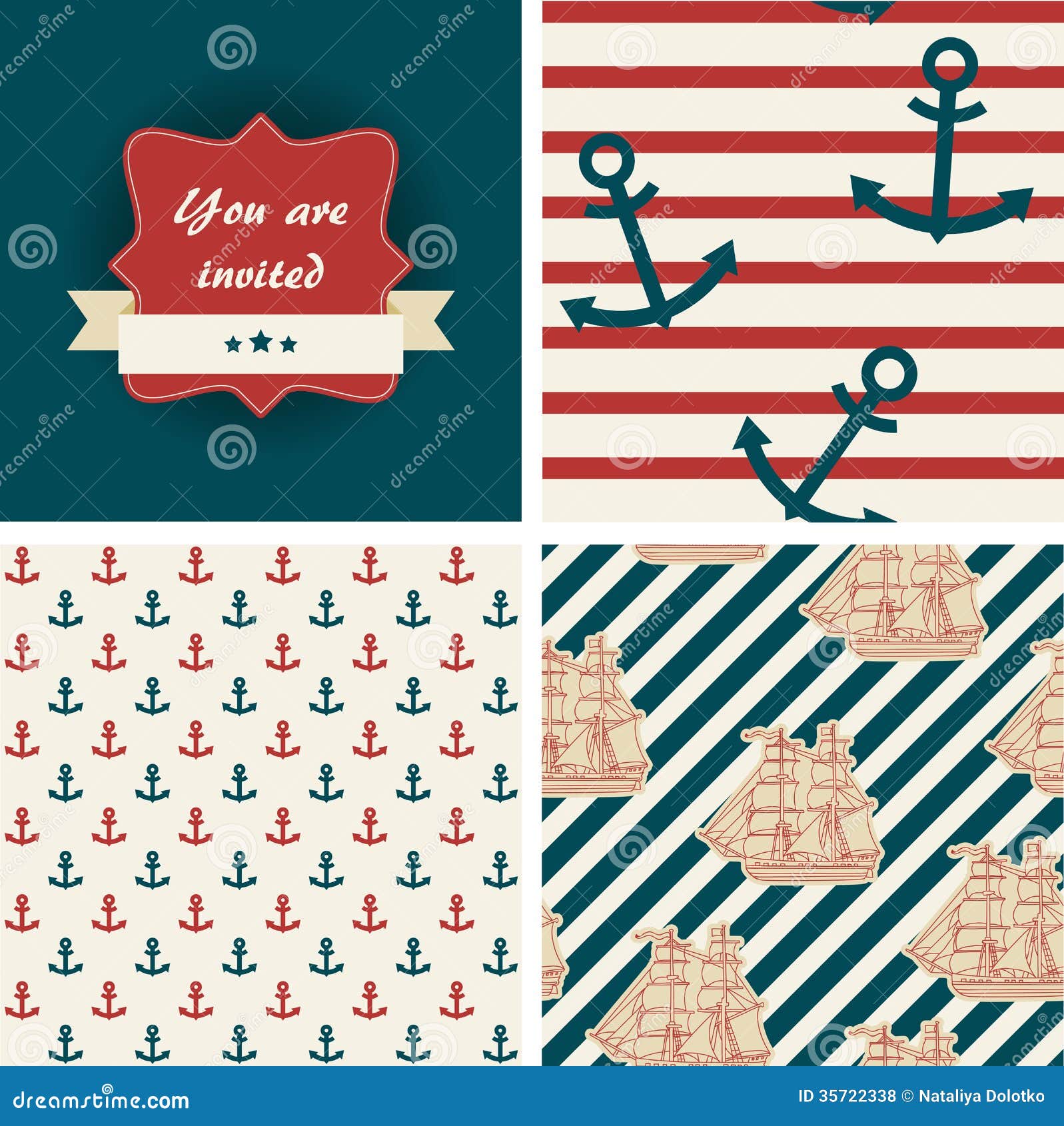 Seamless Nautical Preppy Theme Vector Background Wallpaper ...