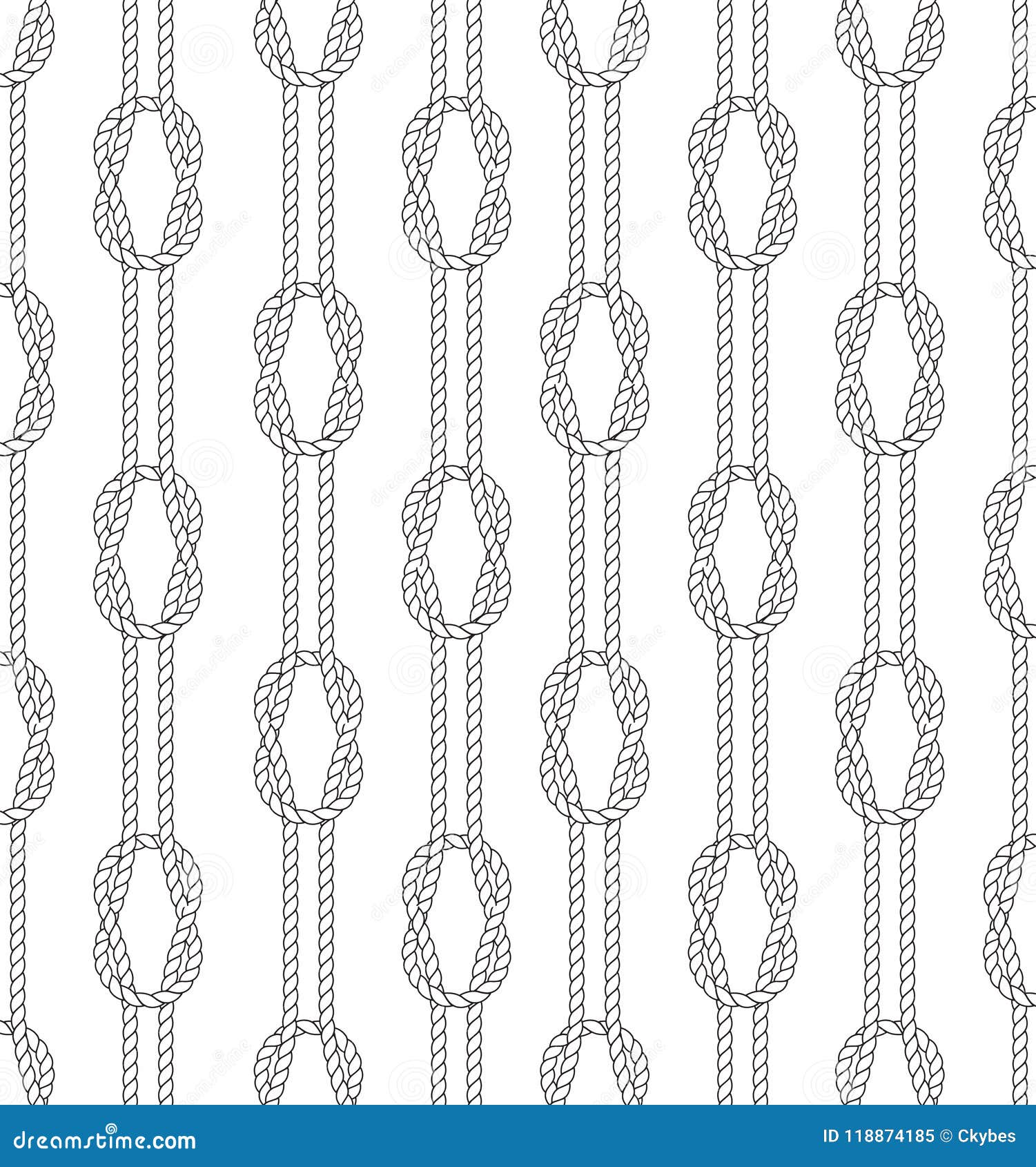 Seamless Nautical Rope Pattern. Endless Navy Illustration with White ...
