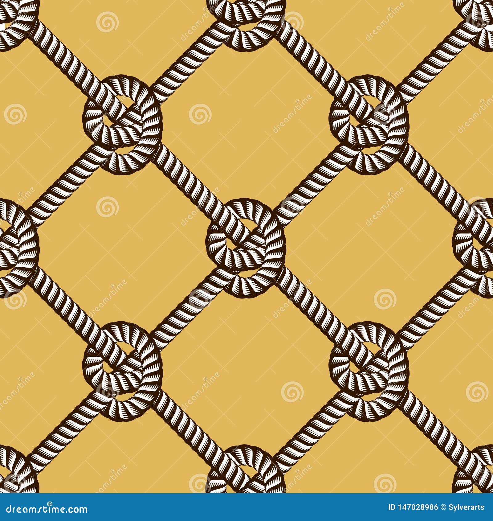 Seamless Nautical Rope Pattern Vector. Endless Navy Illustration with ...