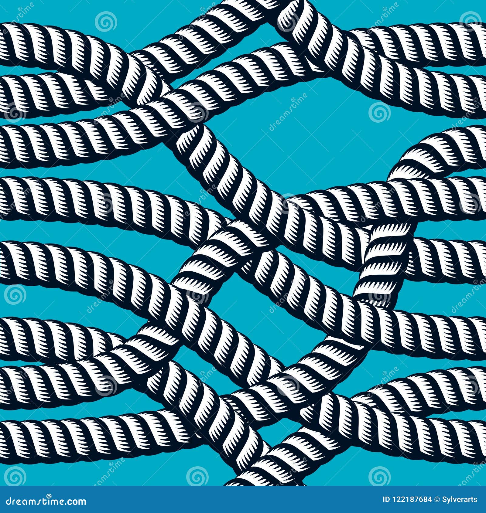 Seamless Nautical Rope Pattern Vector. Endless Navy Illustration Stock ...