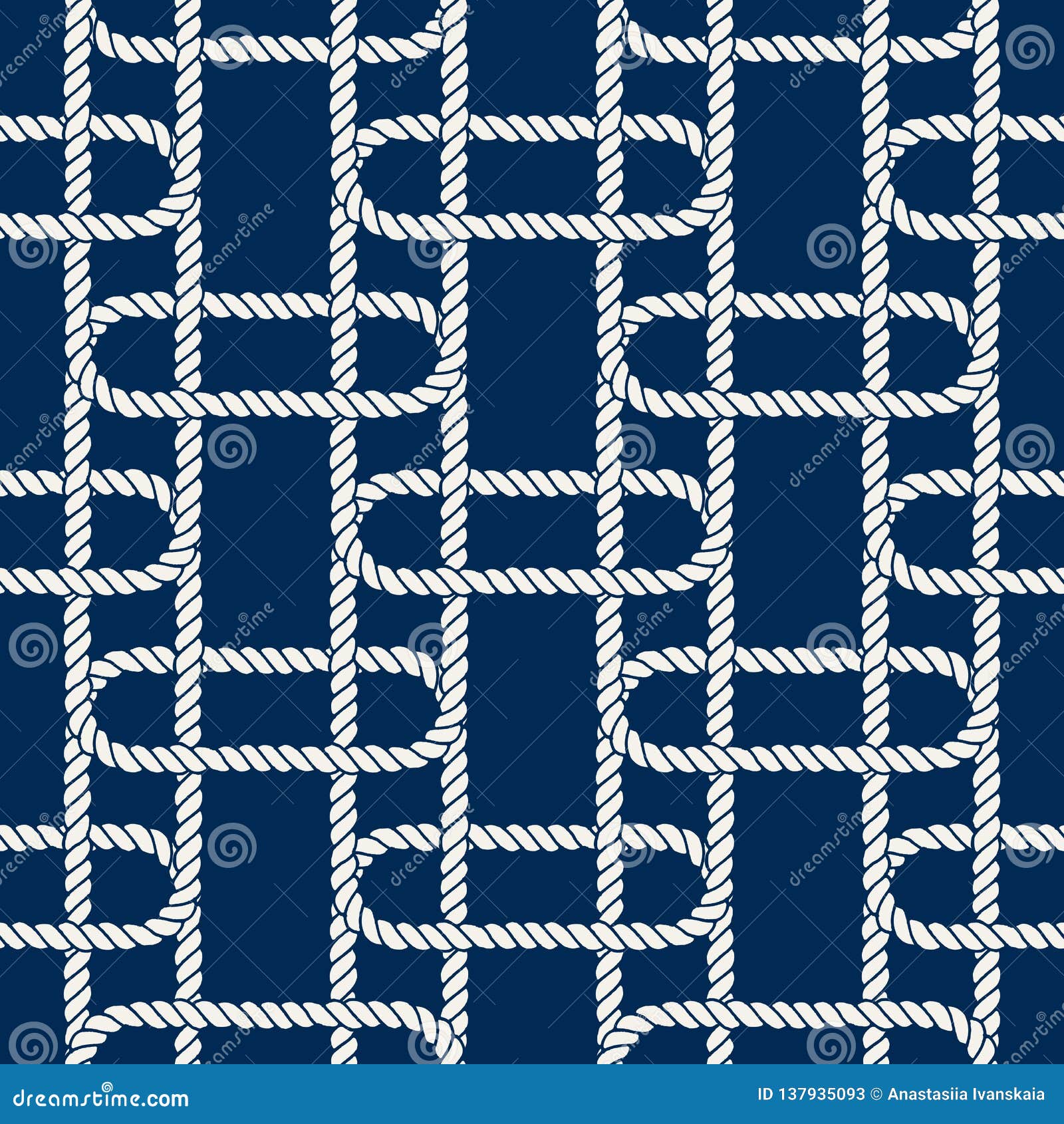 Seamless Nautical Rope Pattern, White on Dark Blue Stock Vector ...