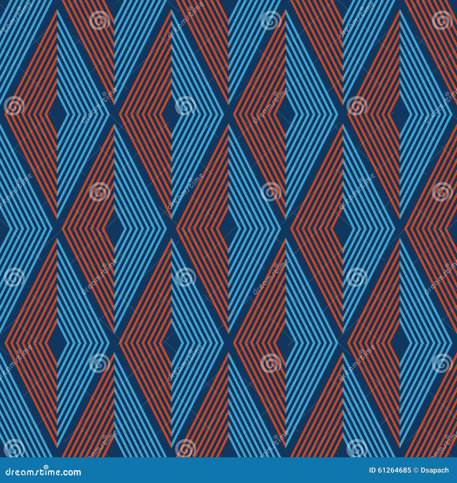 Seamless Navy Blue and Orange Diamond Optical Pattern Vector Stock ...