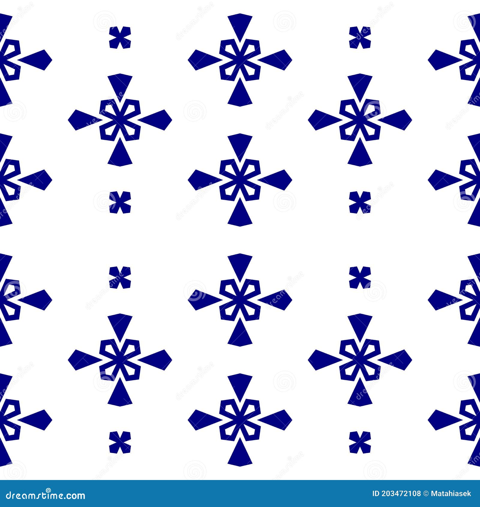 Seamless Navy Blue Pattern with Geometric Ornaments Over White ...