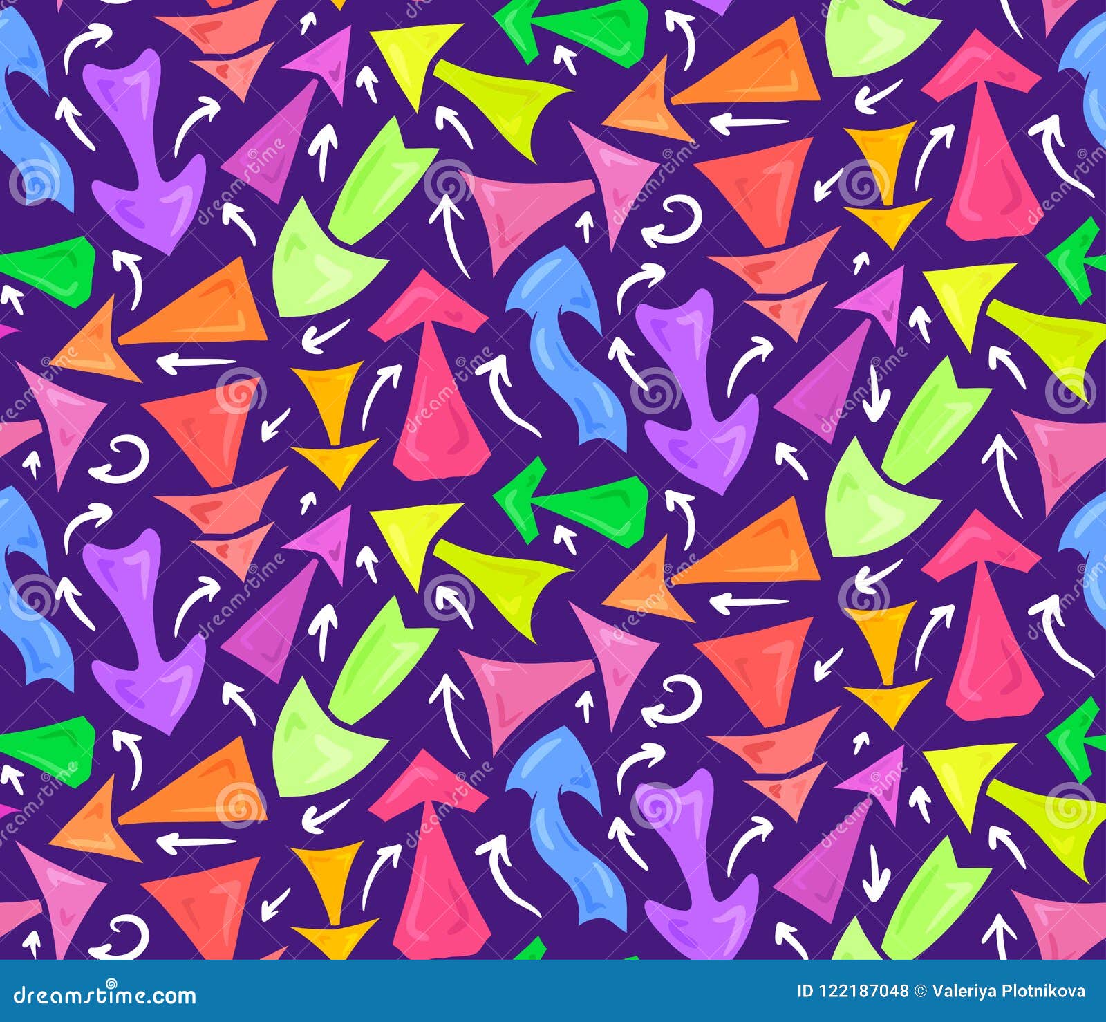 Seamless Neon Pattern of Hand Drawn Multicolored Different Chaotic ...