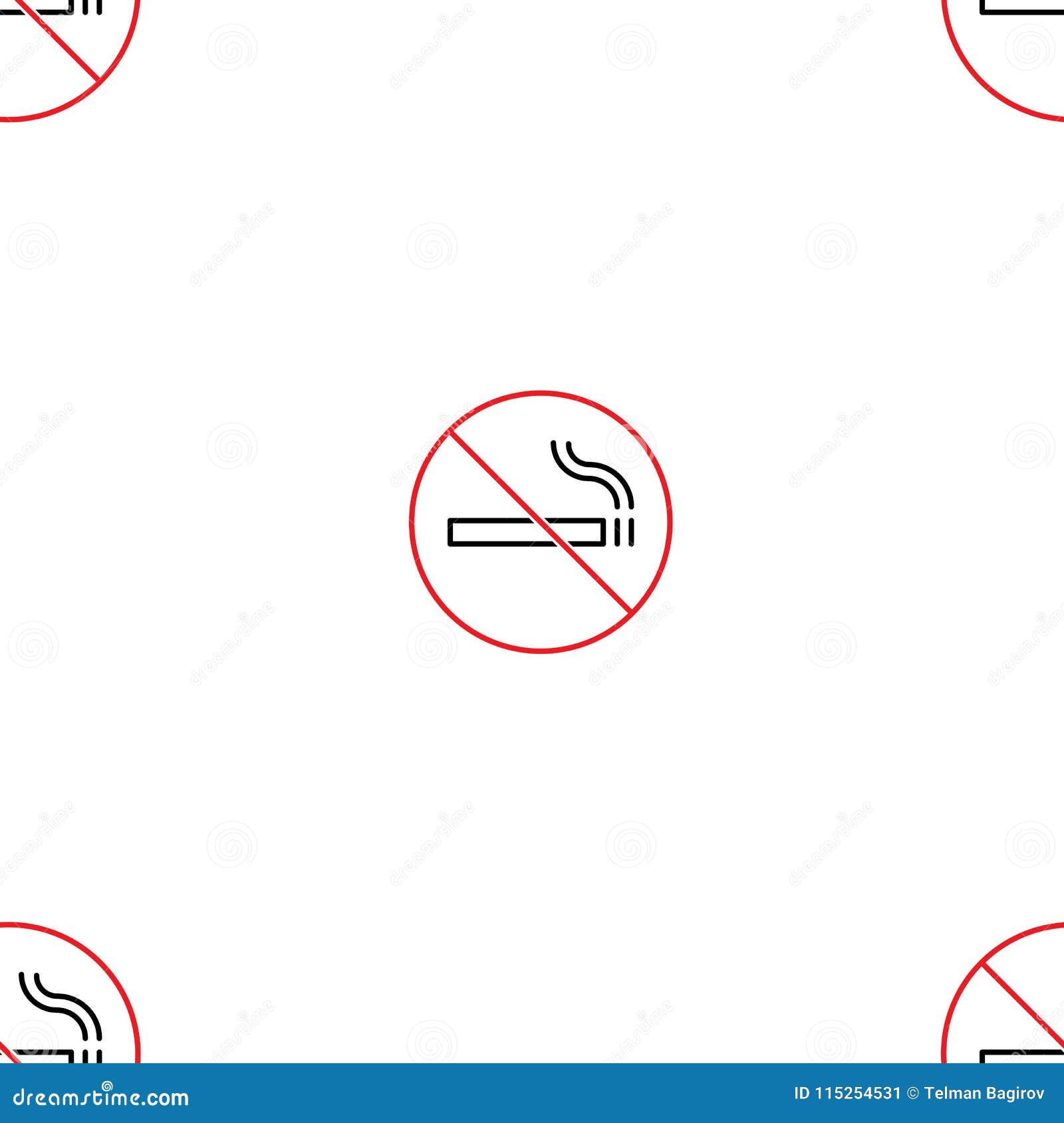 Seamless No Smoking Icon Pattern on White Background Stock Illustration ...