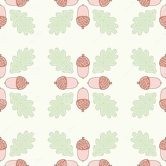 Vector Oak Leaf and Acorn Pattern Seamless Stock Vector - Illustration ...