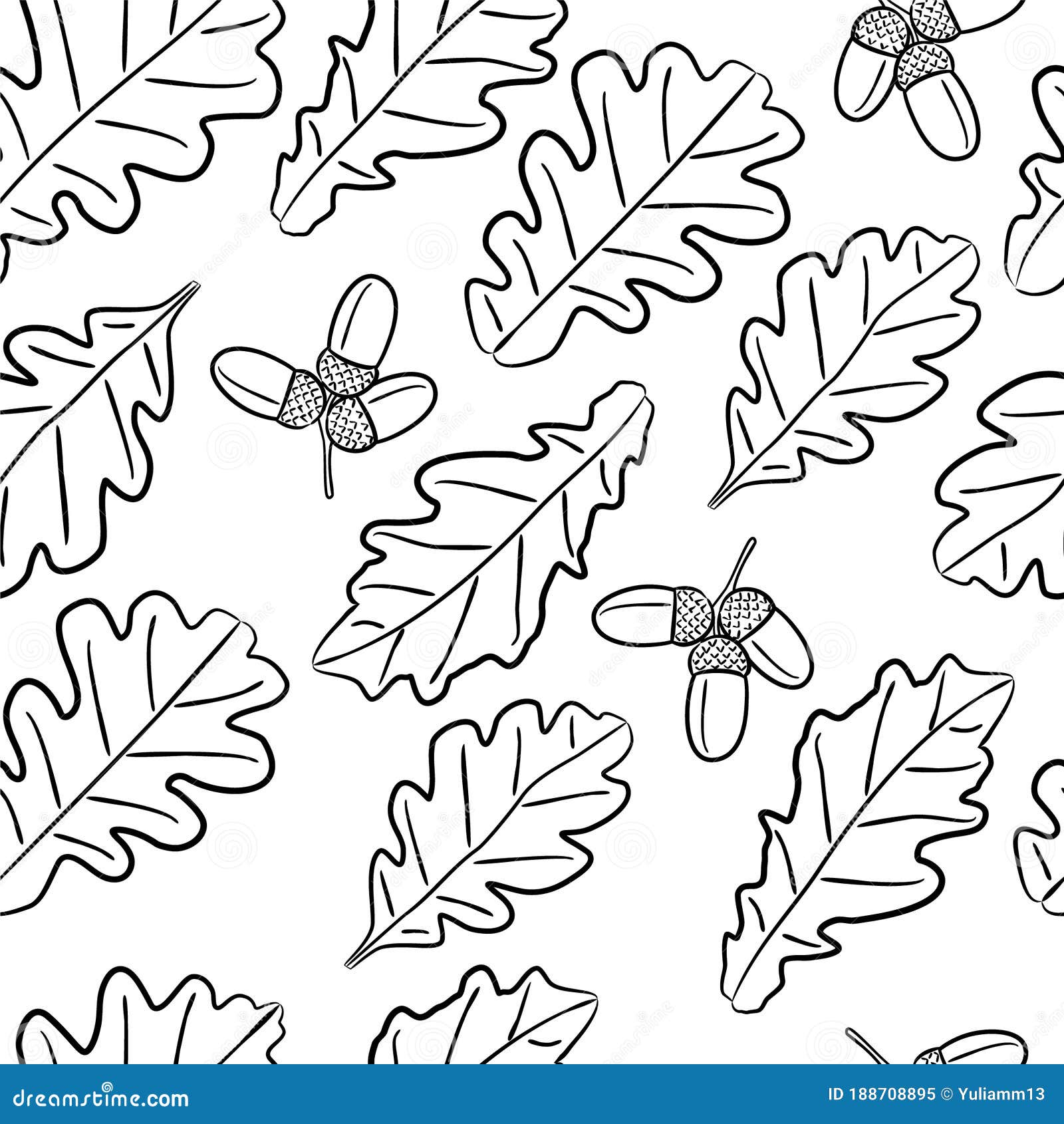 Seamless oak pattern stock vector. Illustration of tree - 188708895