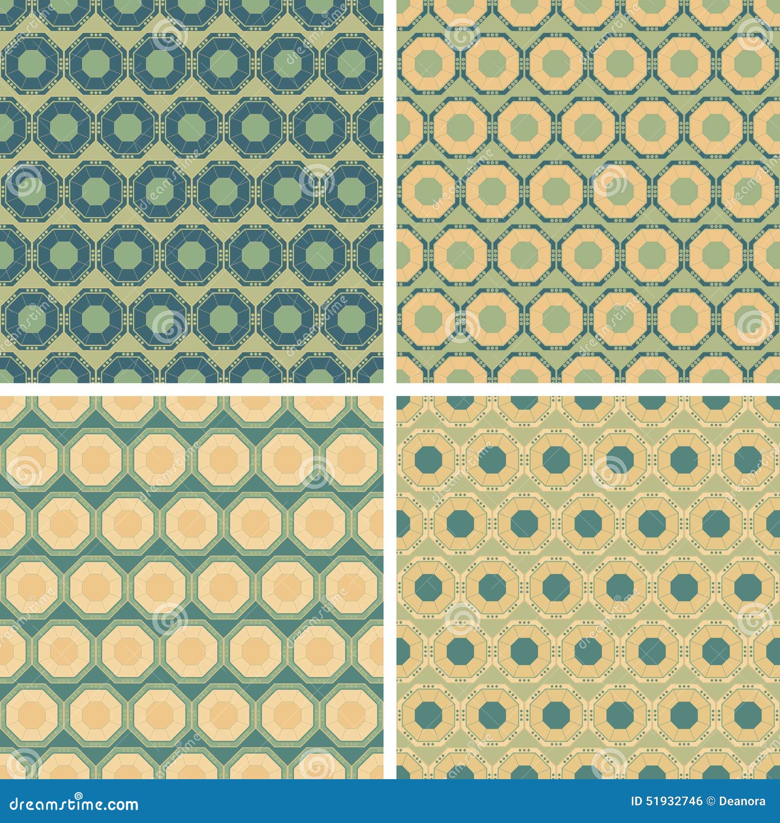 Seamless Octagon Pattern Set Stock Vector - Illustration of geometrical ...