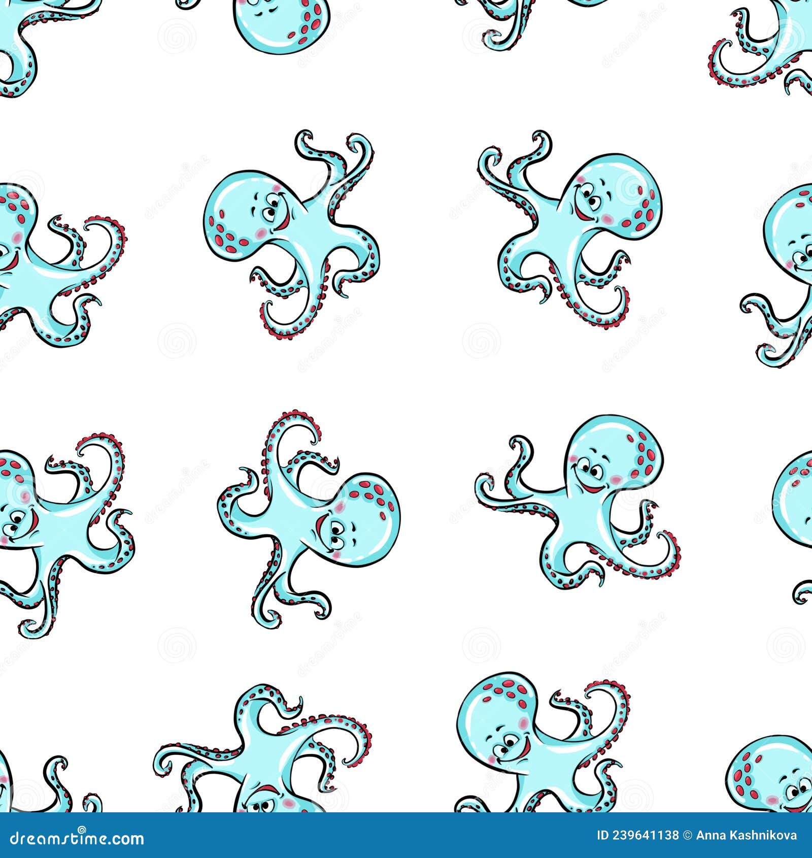 Seamless Octopus Pattern on a White Background Stock Illustration ...
