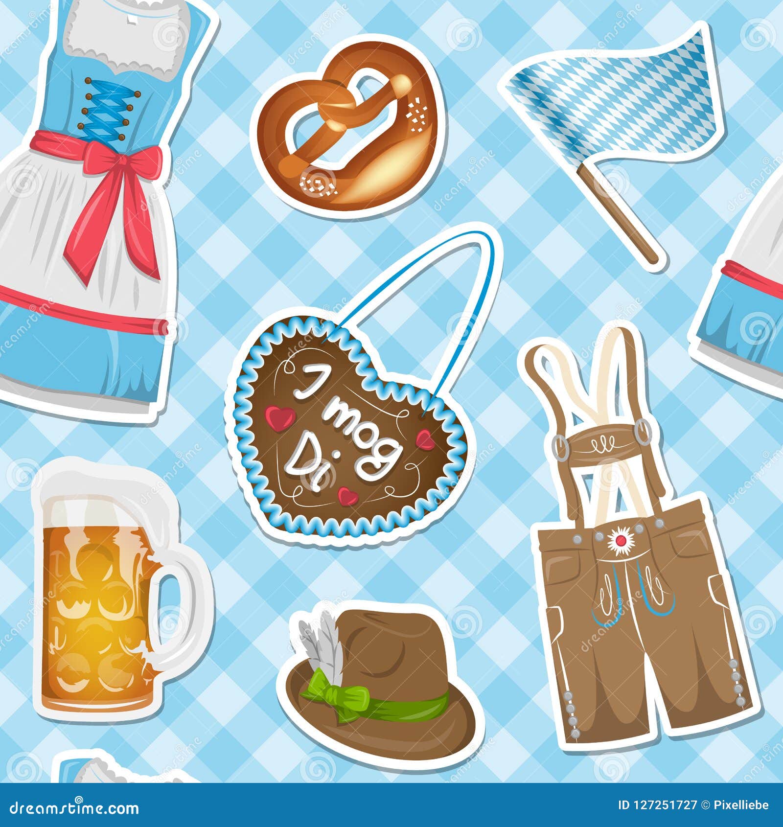 Seamless Oktoberfest Vector Pattern Background Stock Illustration ...