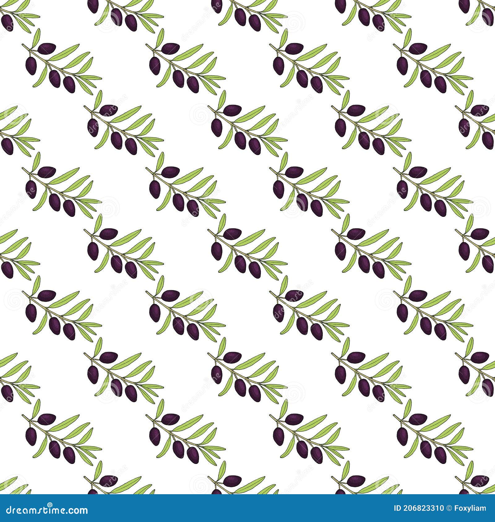 Seamless Olive Branch Pattern Stock Illustration - Illustration of ...