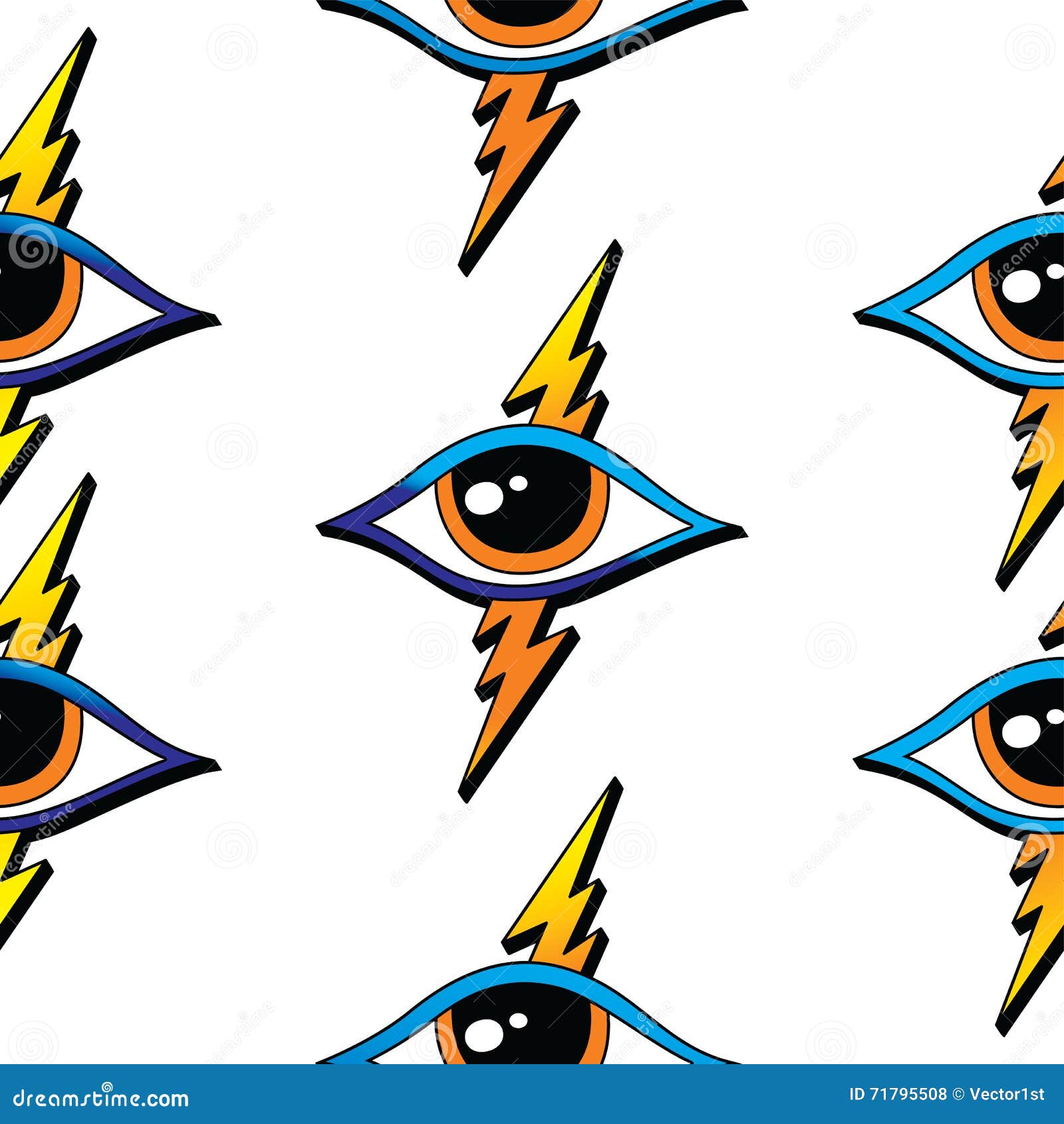 Seamless one eye pattern stock vector. Illustration of eyeball - 71795508
