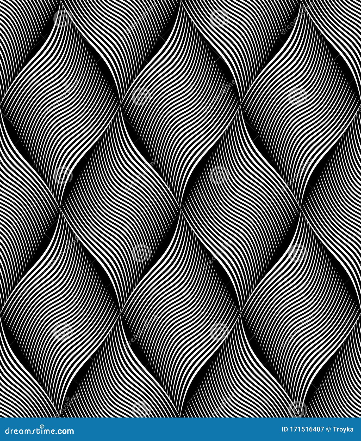 Seamless Op Art Diamonds Pattern. Wavy Lines Texture Stock Vector ...