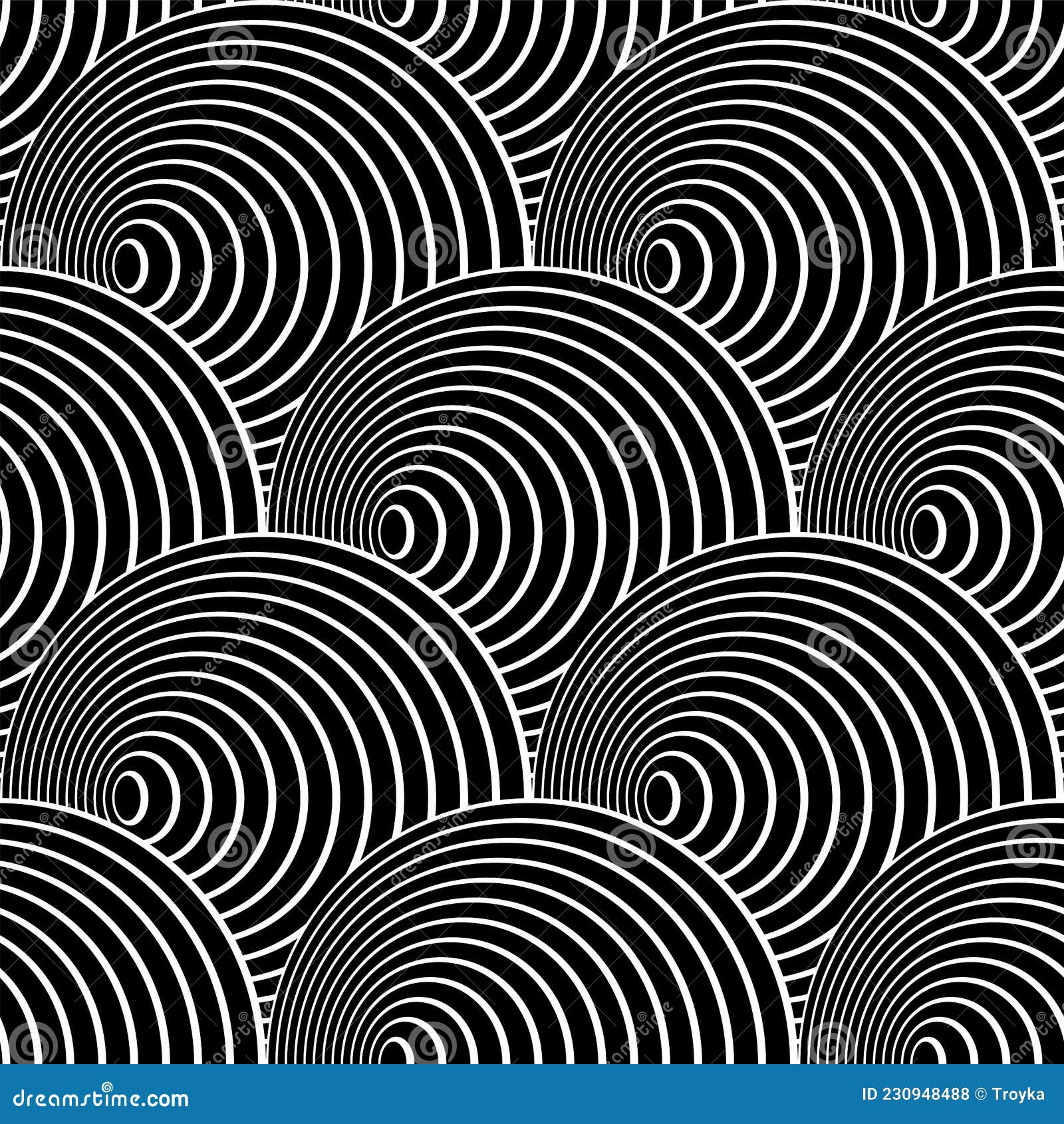 Seamless Op Art Pattern in Fish Scale Design with 3D Illusion Effect ...