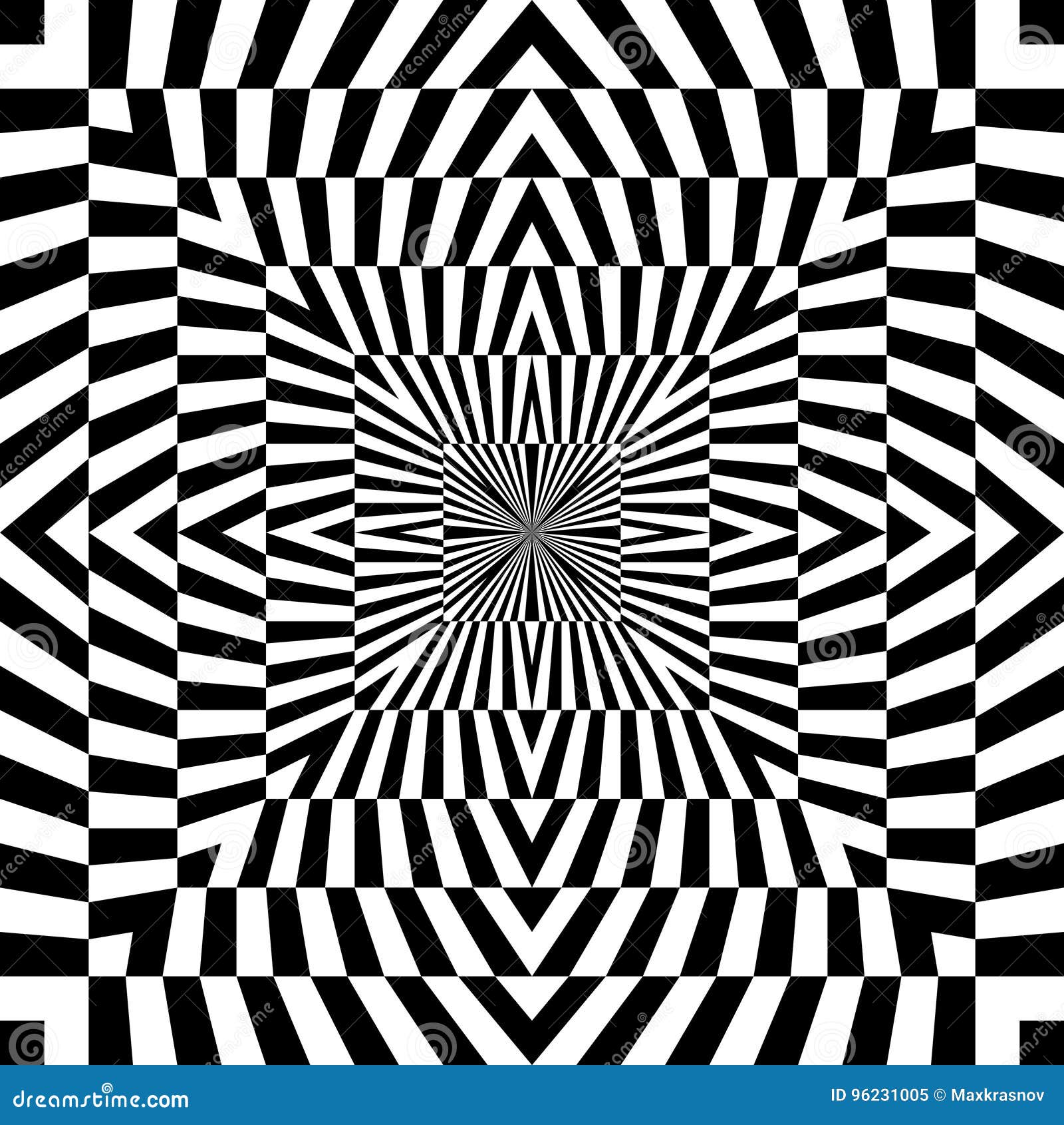 Seamless Optical Illusion Pattern. Vector Monochrome Background Stock ...