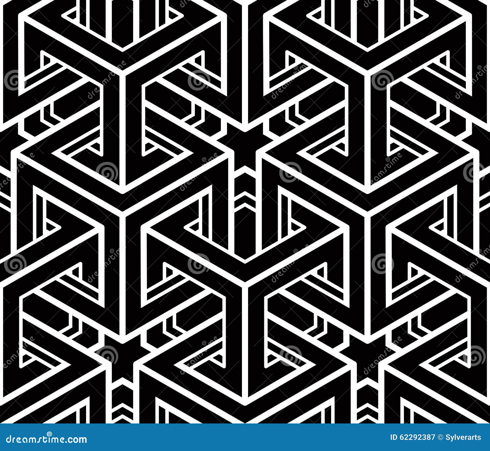 Seamless Optical Ornamental Pattern, Three-dimensional Geometric Stock ...