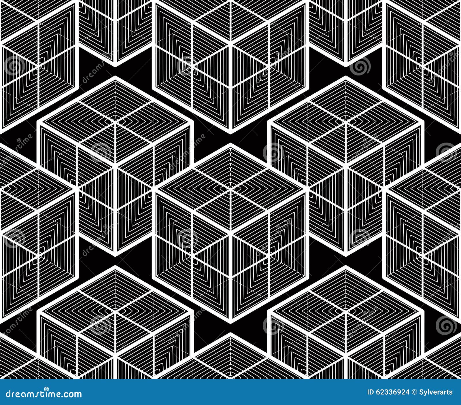 Seamless Optical Ornamental Pattern, Three-dimensional Geometric Stock ...