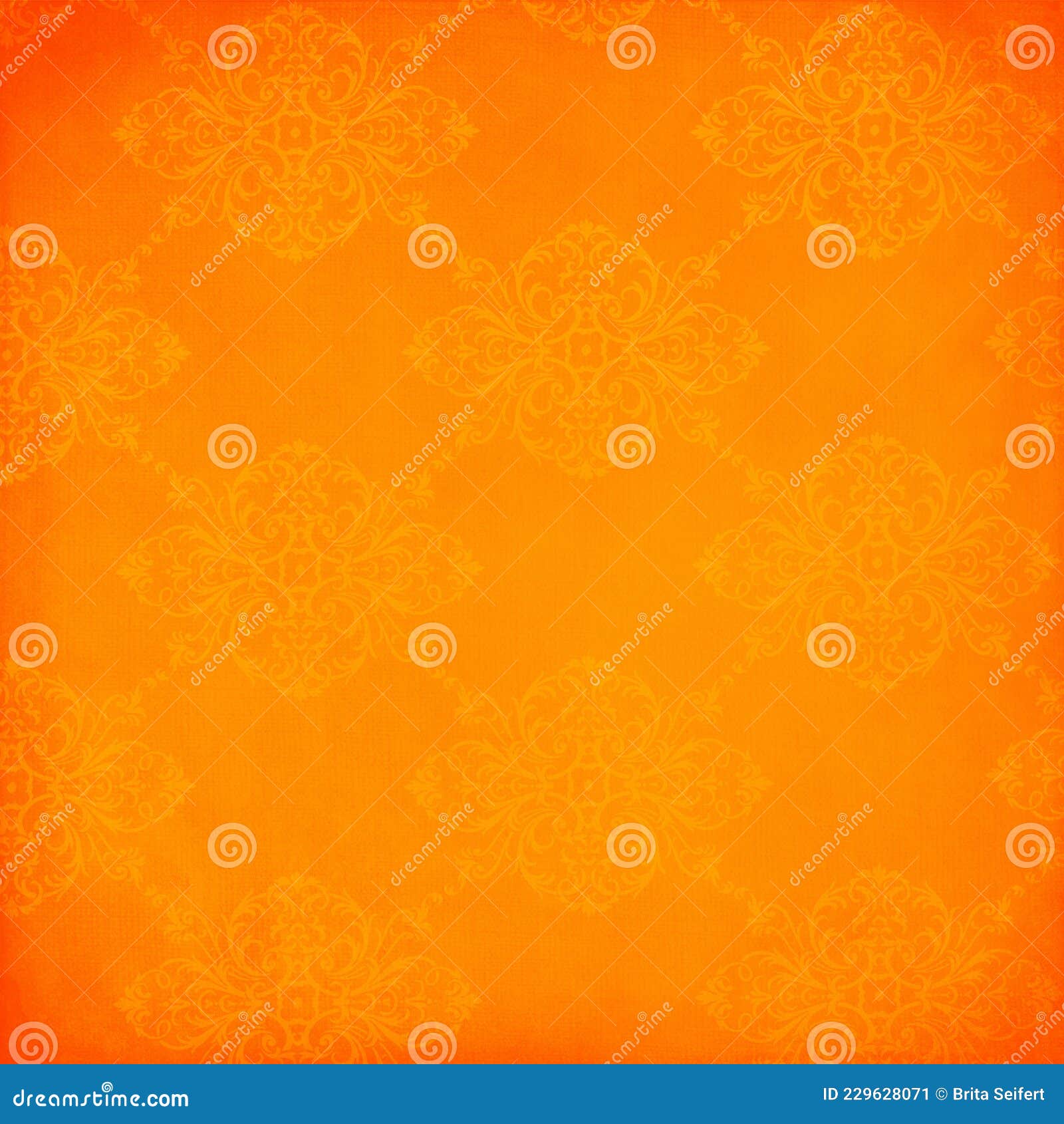 Seamless Orange Abstract Geometric Pattern with Arabesques. Orange ...