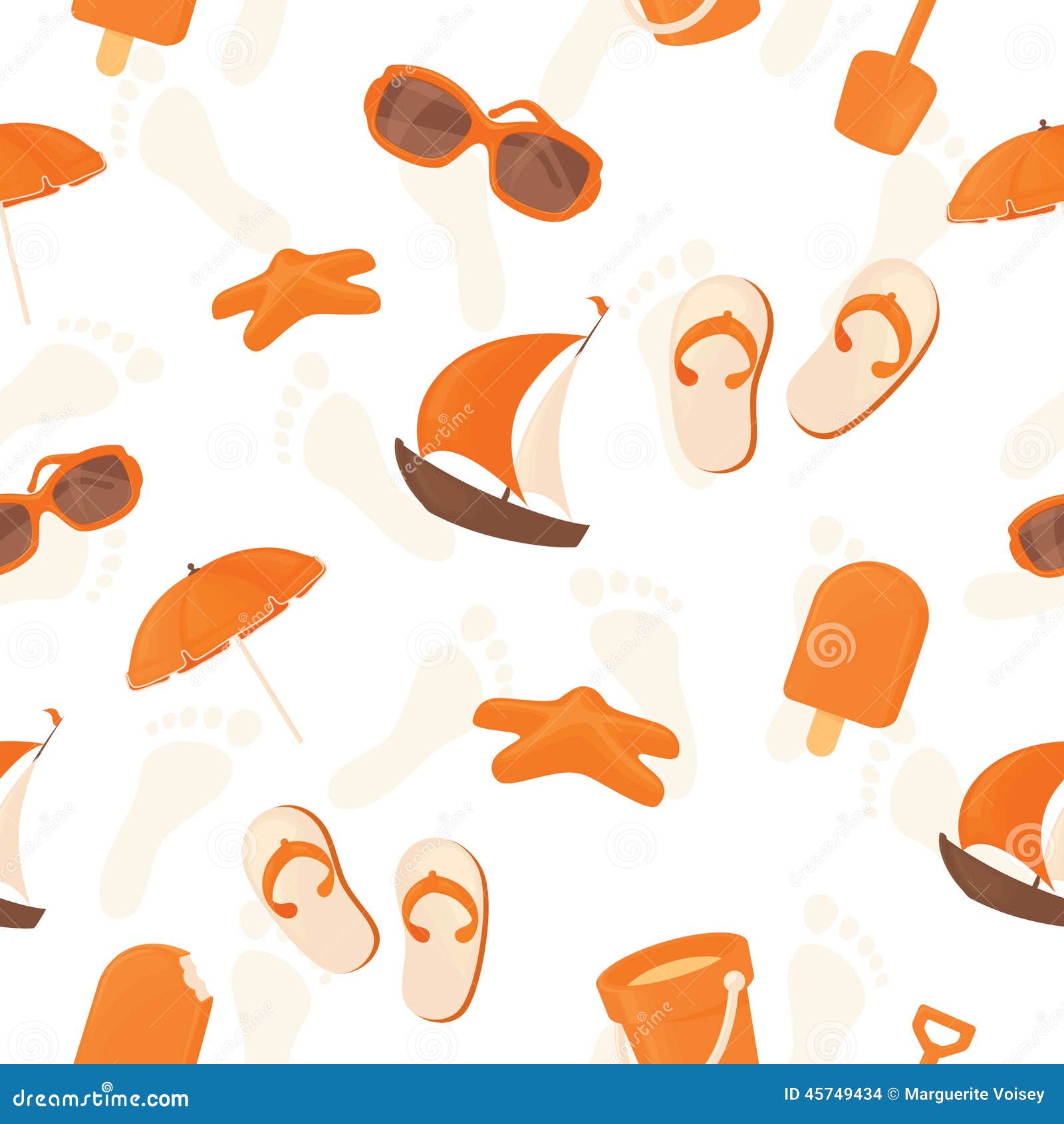 Seamless Orange Beach Holiday Background. Stock Vector - Illustration ...