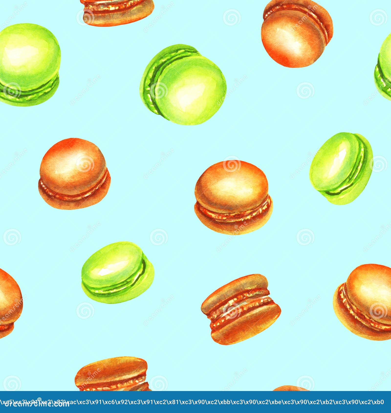 Seamless Macaroon Texture on a Blue Background Stock Photo ...