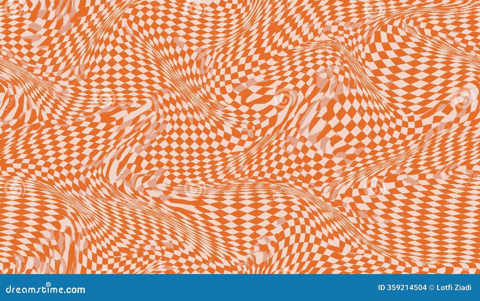 Seamless Orange Liquid Checkerboard Pattern. Repeated Distorted ...